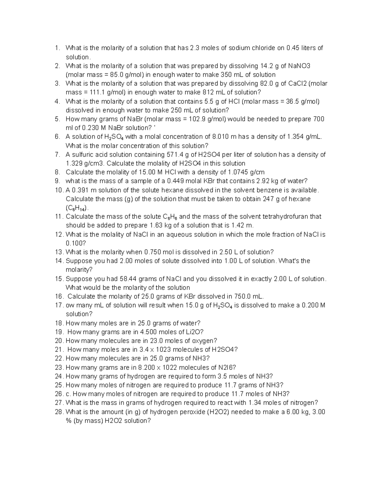 Anachem computation - sample problem - What is the molarity of a ...