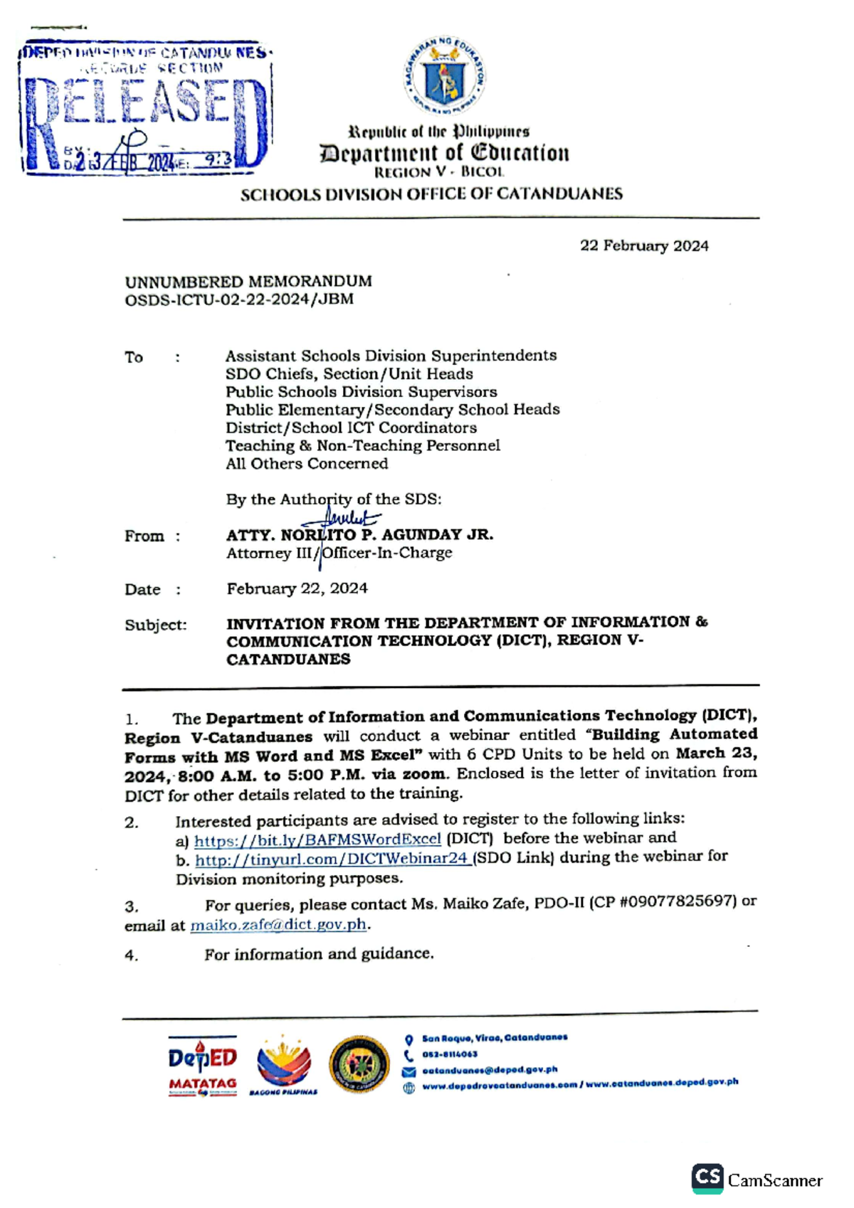 REC-UM-2024 Invitation-FROM-THE- Department-OF- Information-AND ...