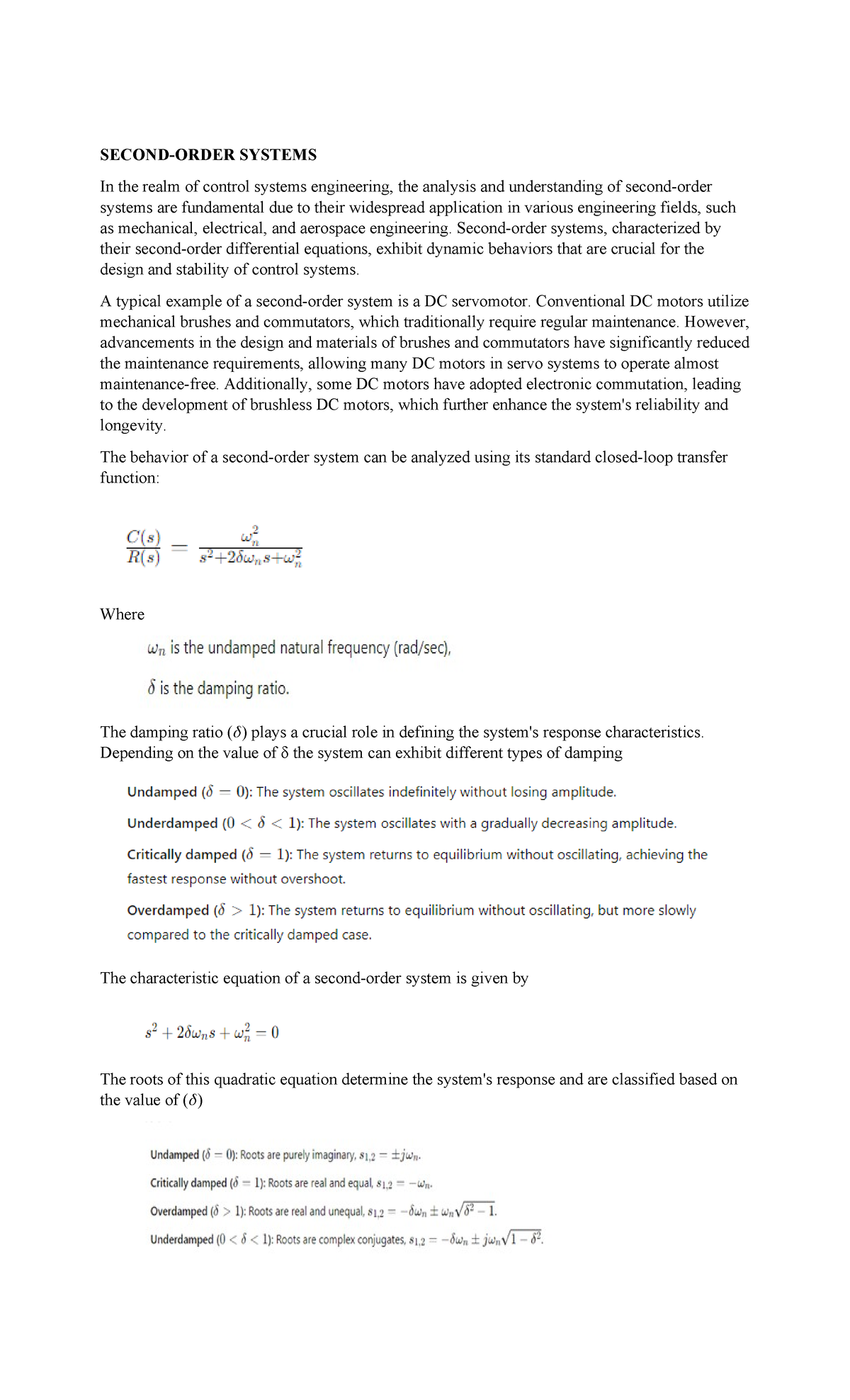 Second Order Control LAB - SECOND-ORDER SYSTEMS In the realm of control systems engineering, the ...