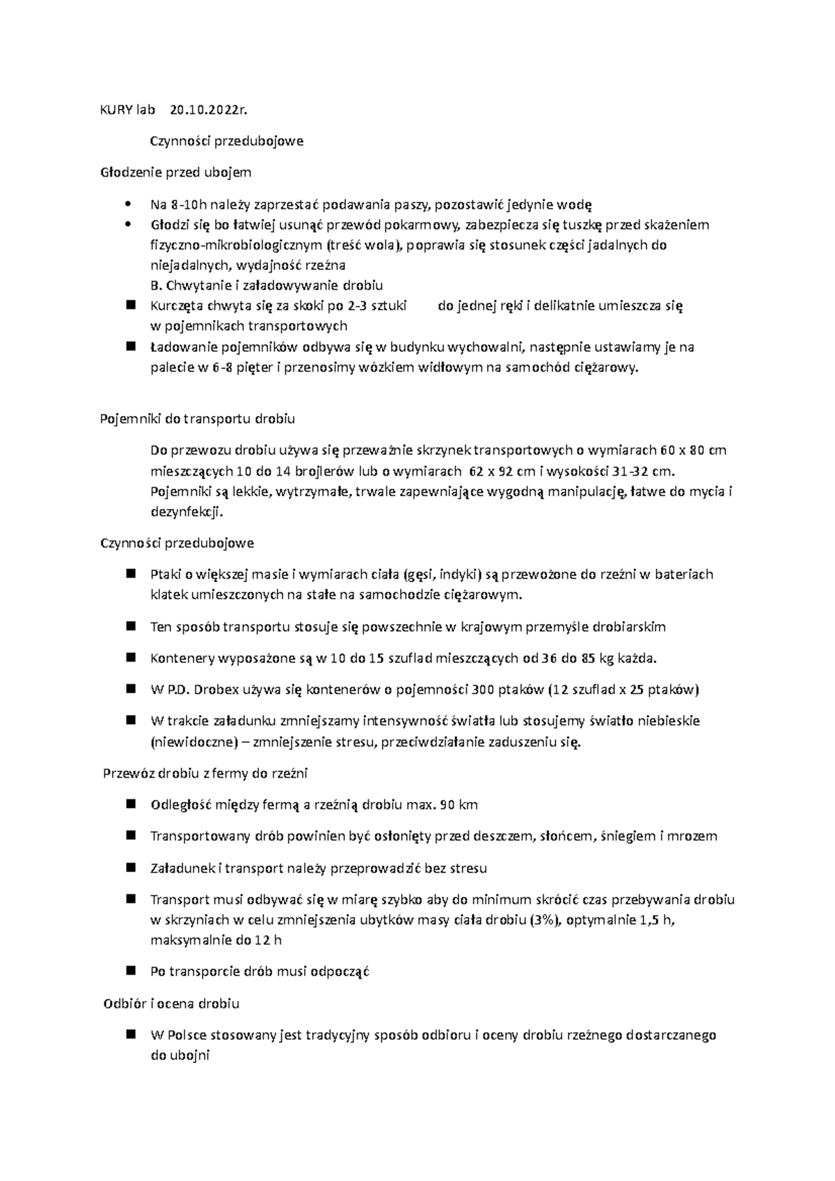 1. Drób - Notatki zawierają opis z ćwiczeń o drobiu. - KURY lab 20.10 ...