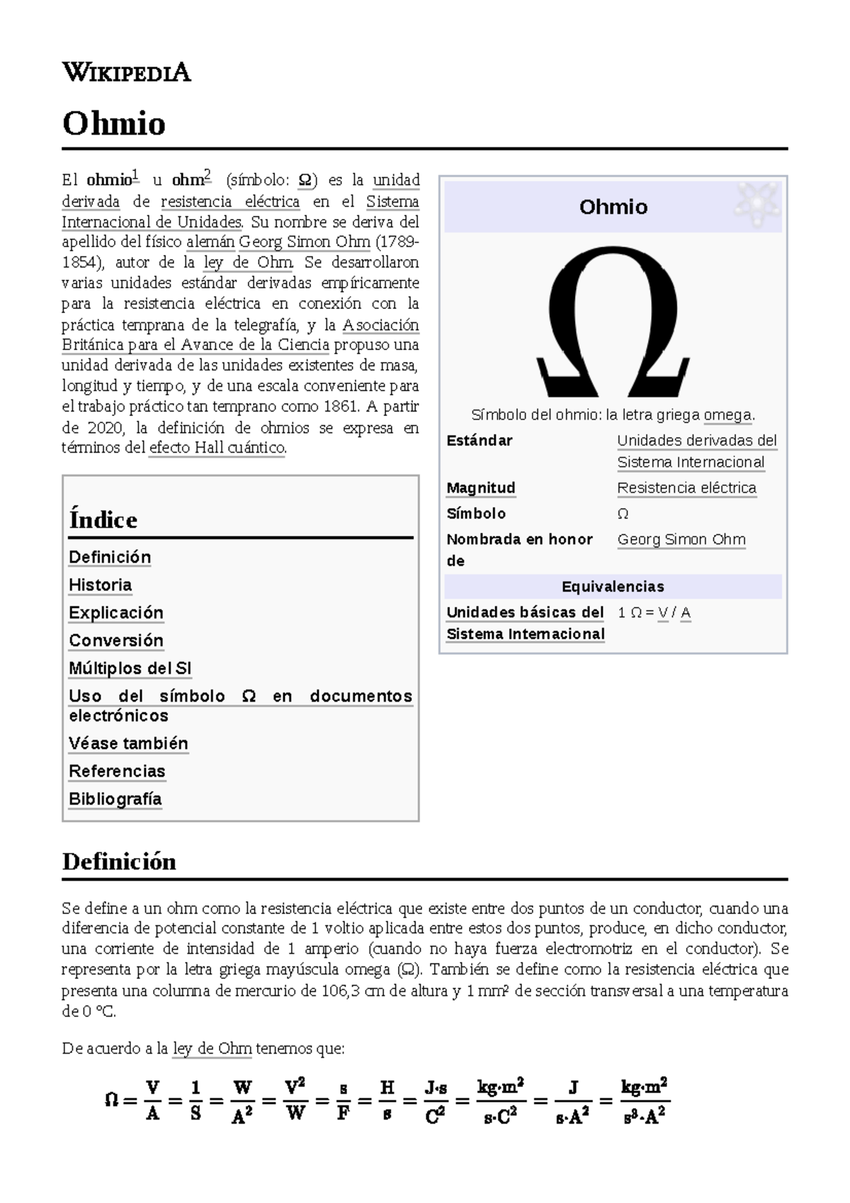 Ohmio - ley de ohms - Ohmio Símbolo del ohmio: la letra griega omega ...