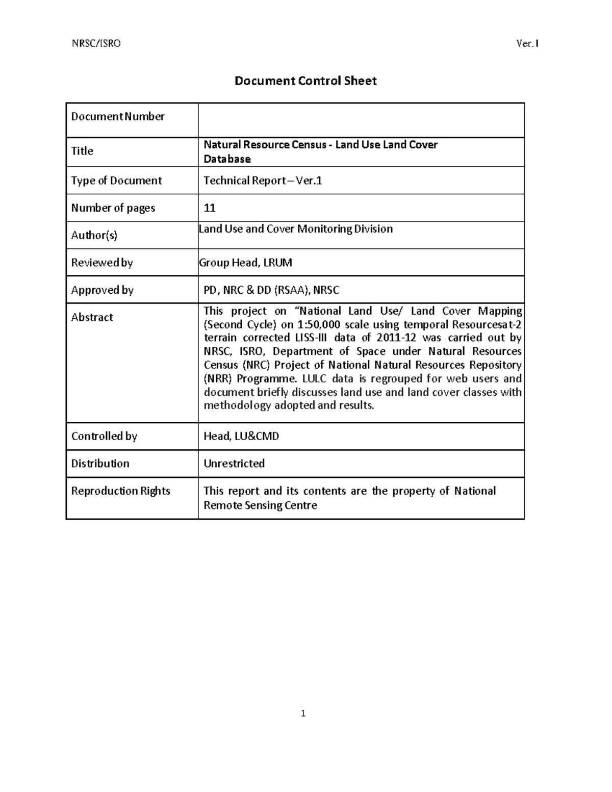 Lulc1112 - Teacher given notes - Document Control Sheet Document Number ...