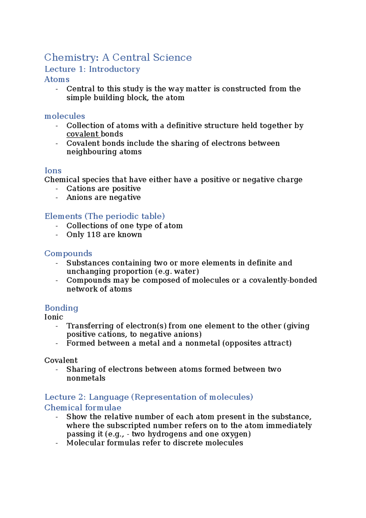 Chemistry - not very detailed - Chemistry: A Central Science Lecture 1 ...