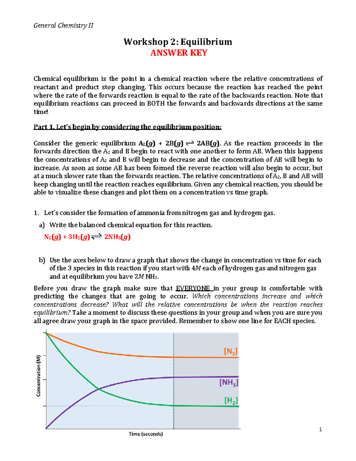 W2%20Equilibrium%20KEY - General Chemistry II 1 Workshop 2 ...