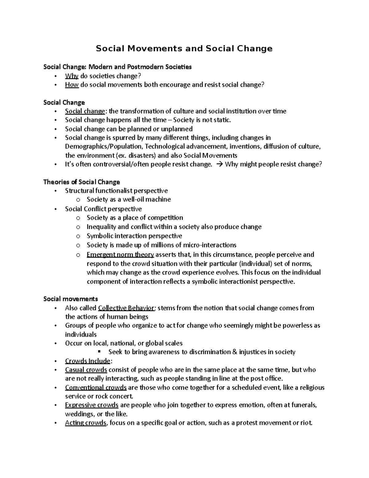 Social Movements and Social Change - Social change can be planned or ...