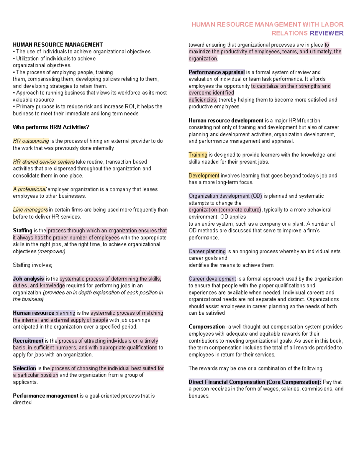 H R Reviewer - RELATIONS REVIEWER HUMAN RESOURCE MANAGEMENT The use of ...