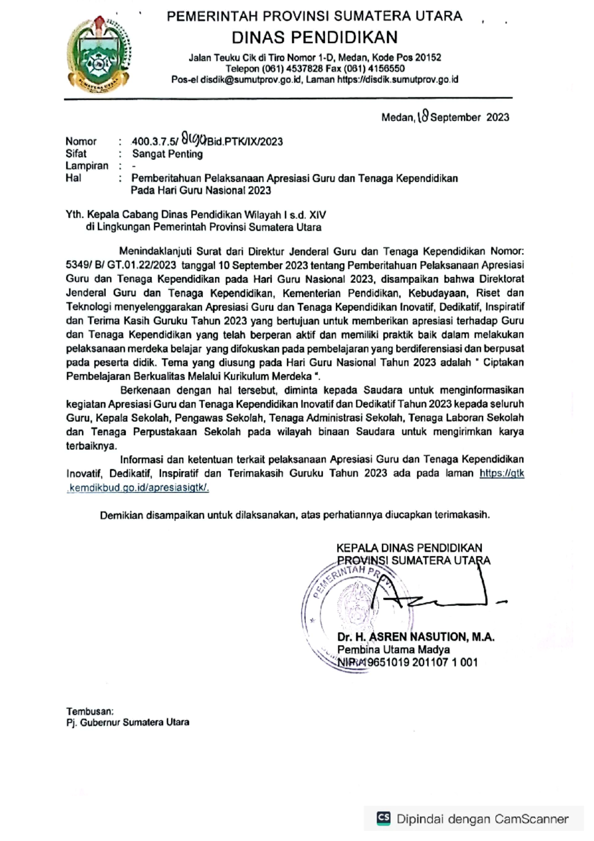 Pemberitahuan Pelaksanaan Apresiasi Guru dan Tenaga Kependidikan pada HGN 2023 - disintegrasi ...