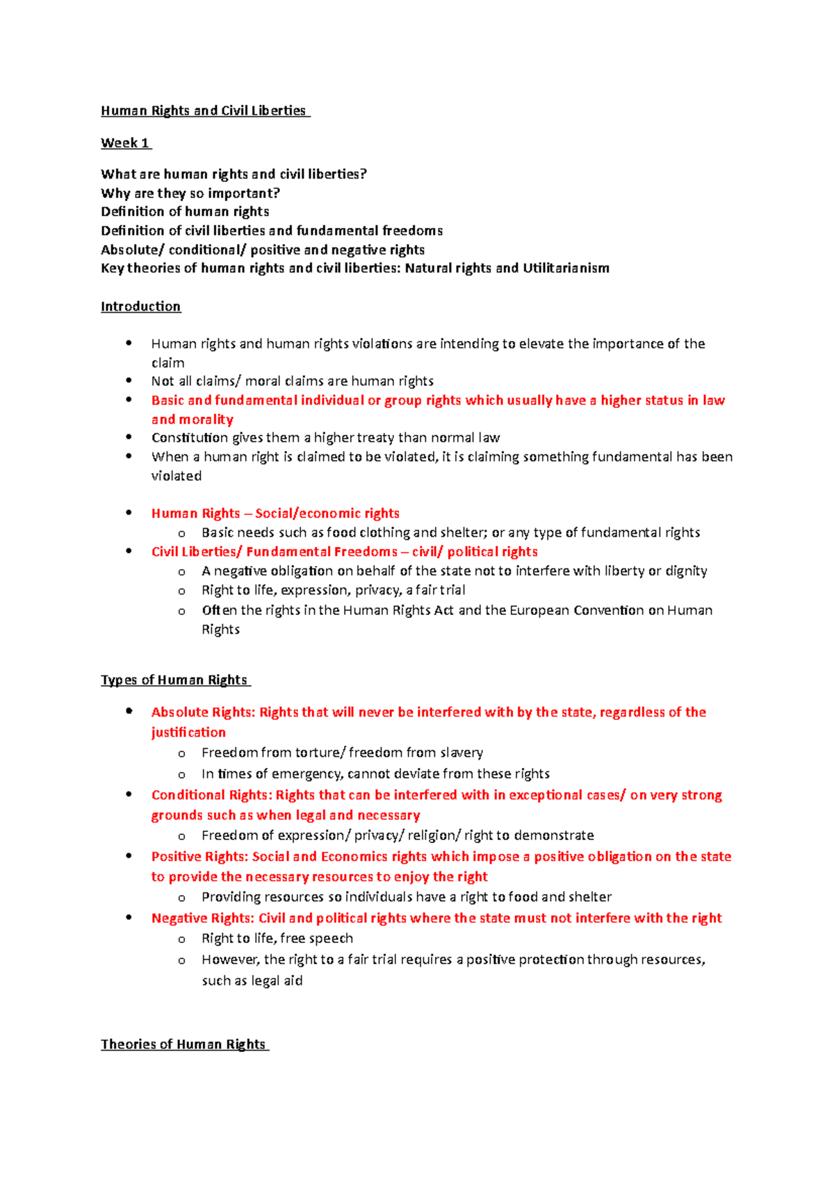 Lecture 1 Human Rights - Human Rights and Civil Liberties Week 1 What ...