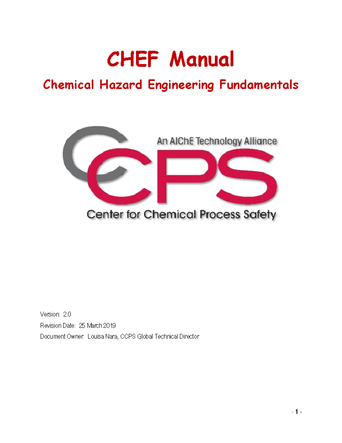 Chemical gazard engineering fundamentals chef manual v2 - CHEF Manual ...