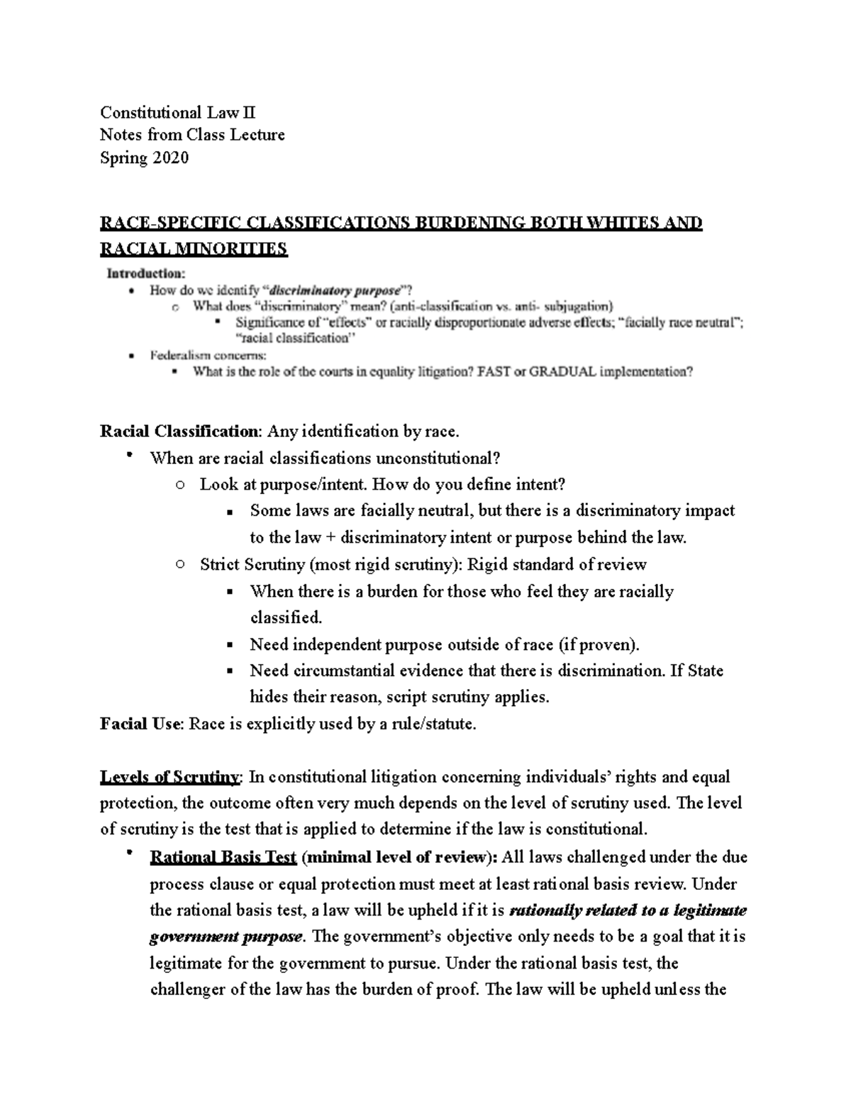 RACE- Specific Classifications Burdening BOTH Whites AND Racial ...