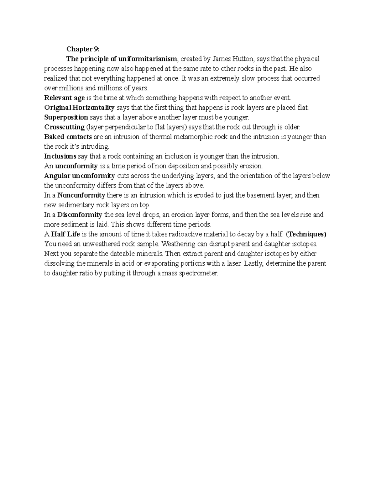 Chapter 9 Earth Science - Chapter 9: The principle of uniformitarianism ...