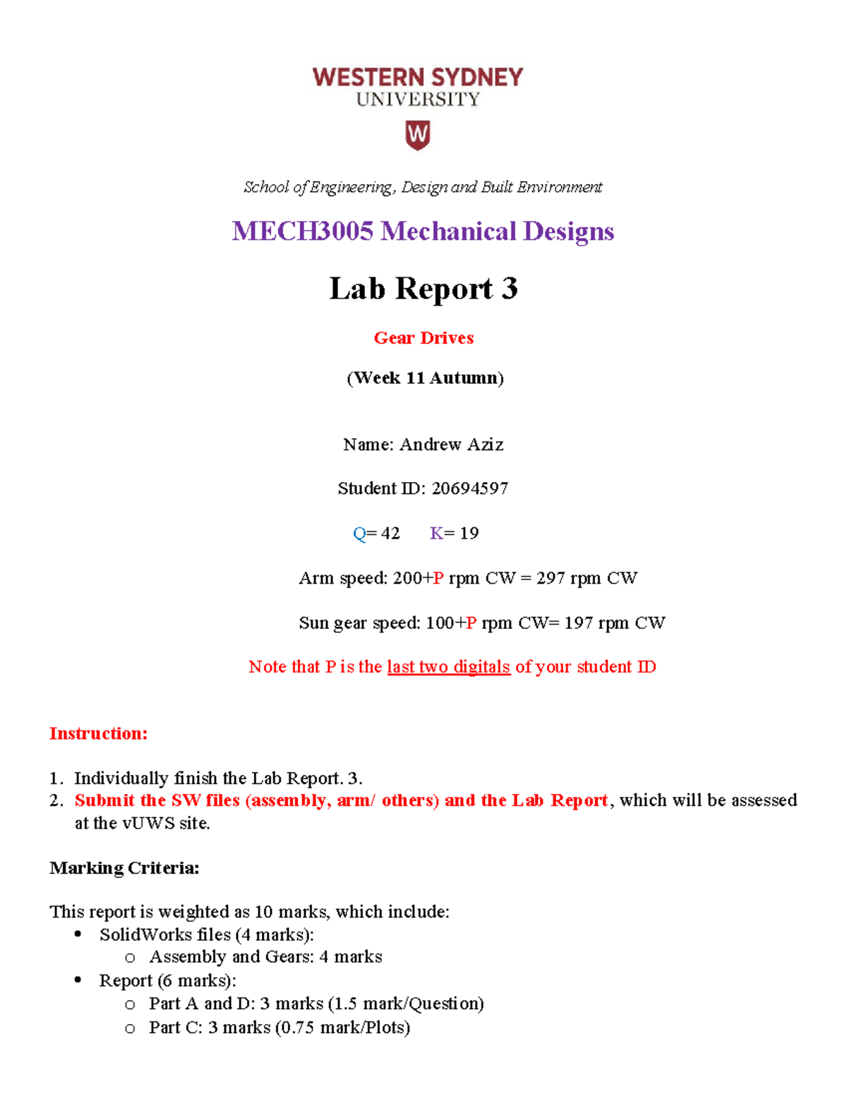 LAB Report 3 - School of Engineering, Design and Built Environment ...