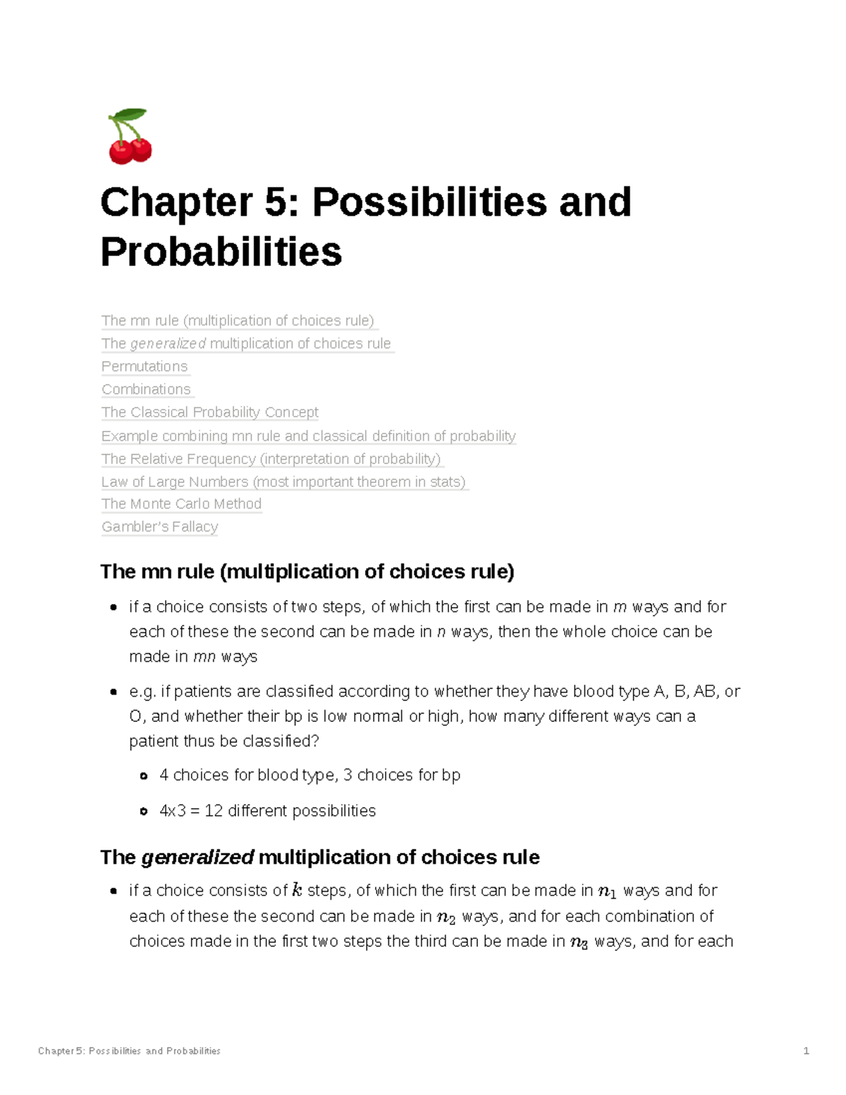 Chapter 5 Possibilities and Probabilities - 🍒 Chapter 5: Possibilities ...