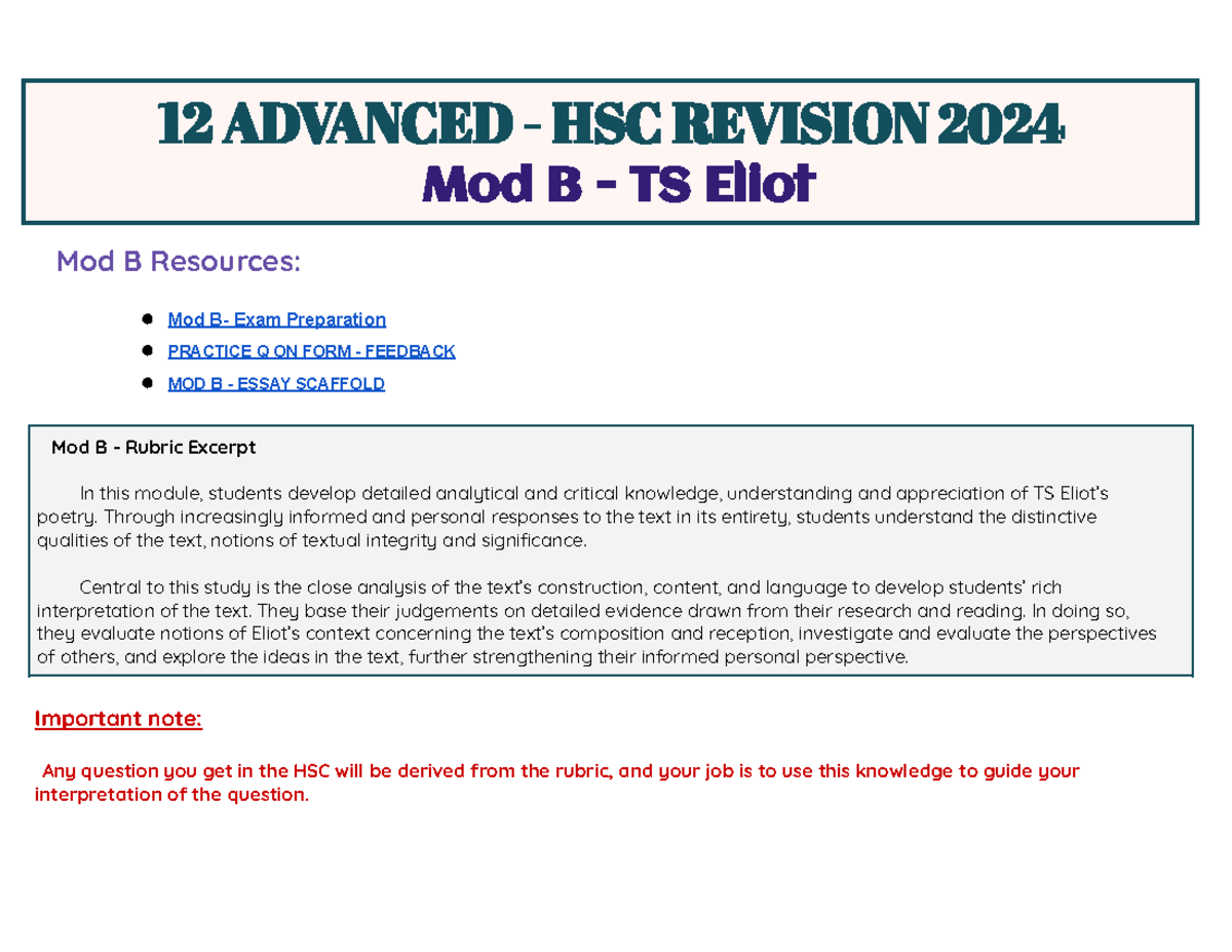 HSC Revision - MOD B 2024 - 12 ADVANCED - HSC REVISION 2024 Mod B - TS ...