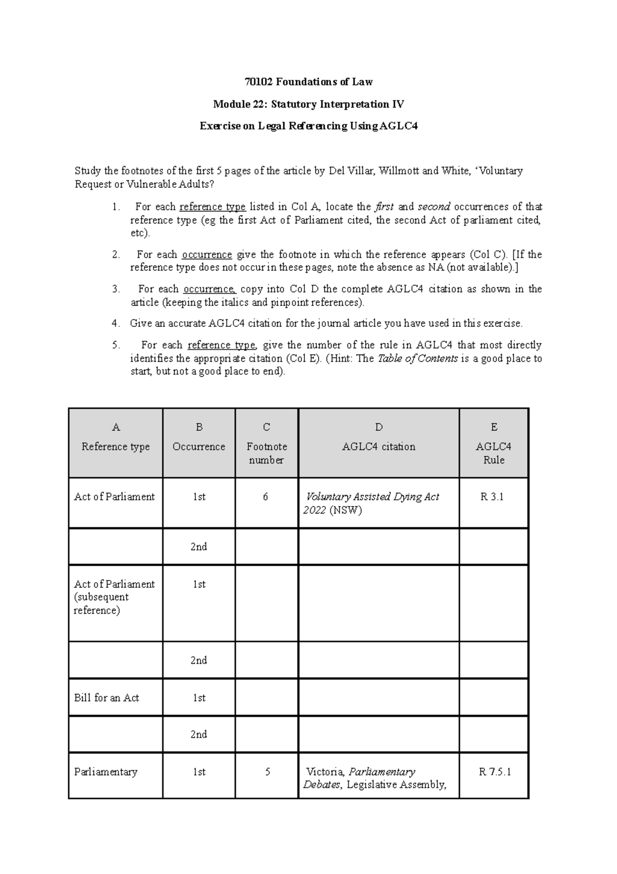 Foundations week 12 - statutory interpretations - 70102 Foundations of ...