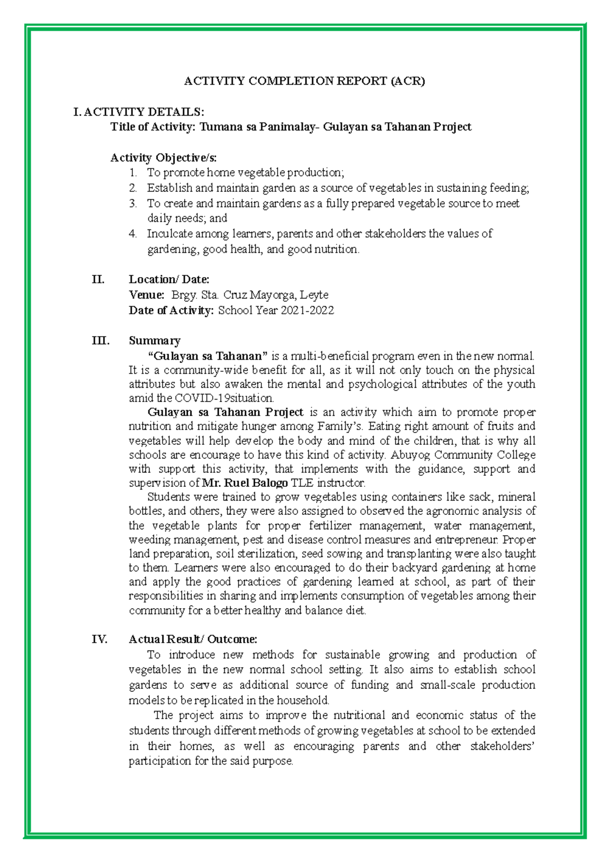 ACR- Final - This ACR for the Bachelor of Elementary EDucation ...