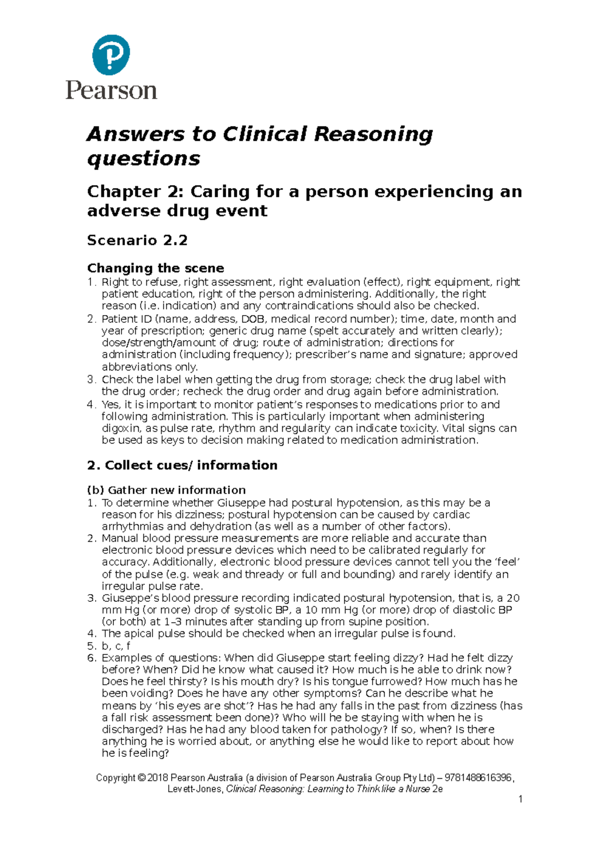 LEVT CLIN 2E Student Answers - Answers to Clinical Reasoning questions ...