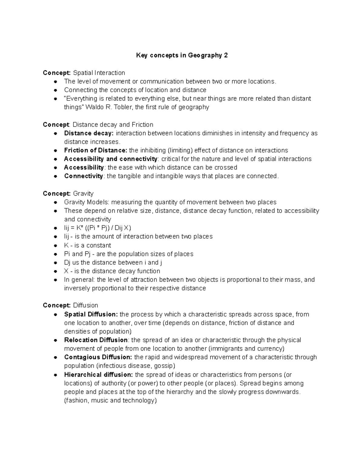 Geography Lecture 3 - Key concepts in Geography 2 Concept: Spatial ...