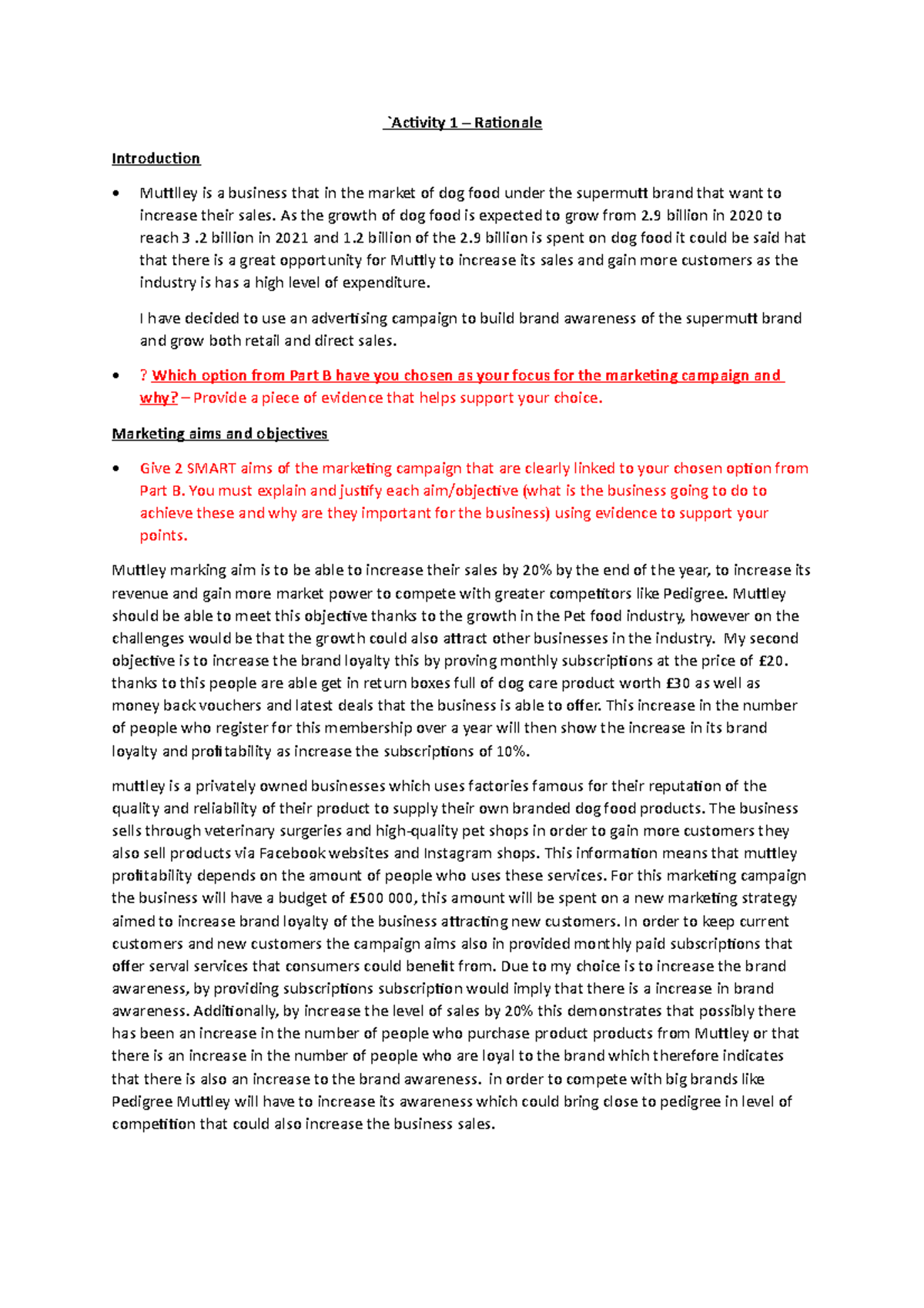 Victor osei muttley - `Activity 1 – Rationale Introduction Muttlley is ...