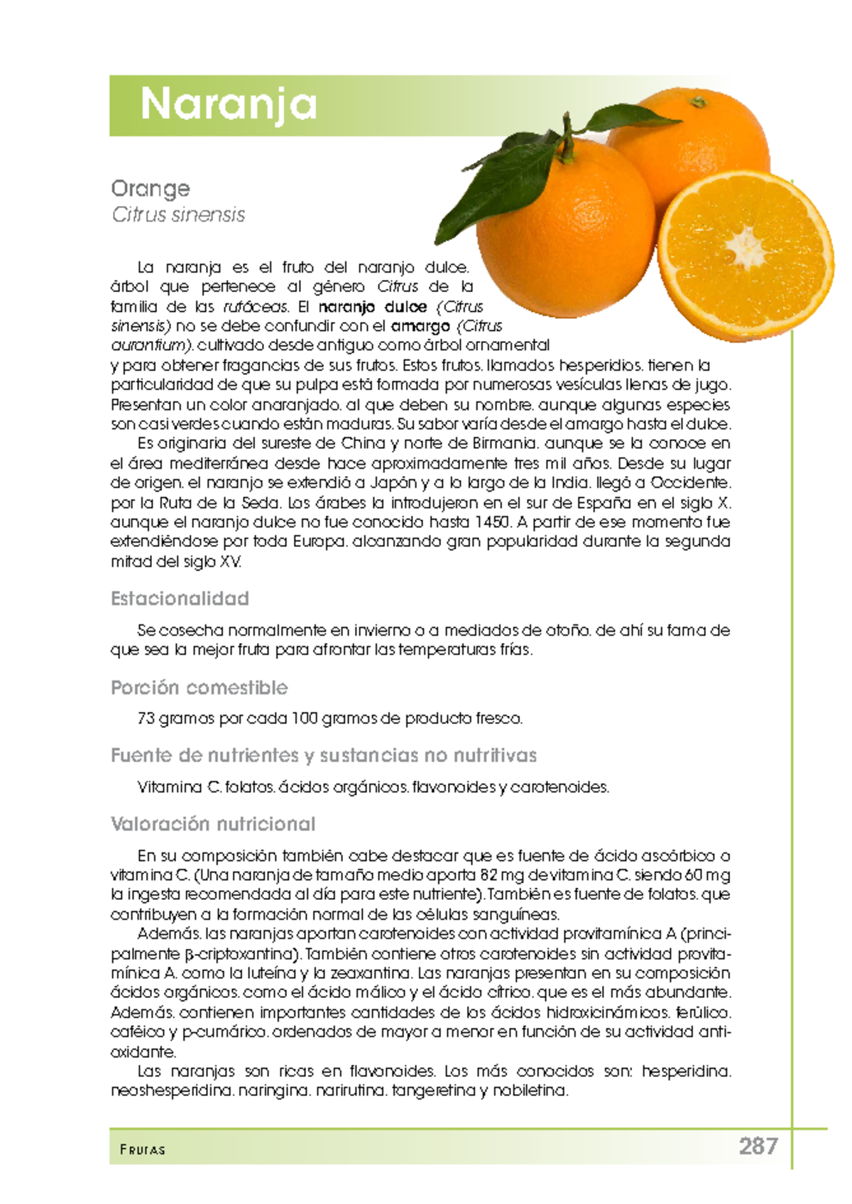 Naranja - Es algo simple - F r u ta s 287 Naranja La naranja es el ...