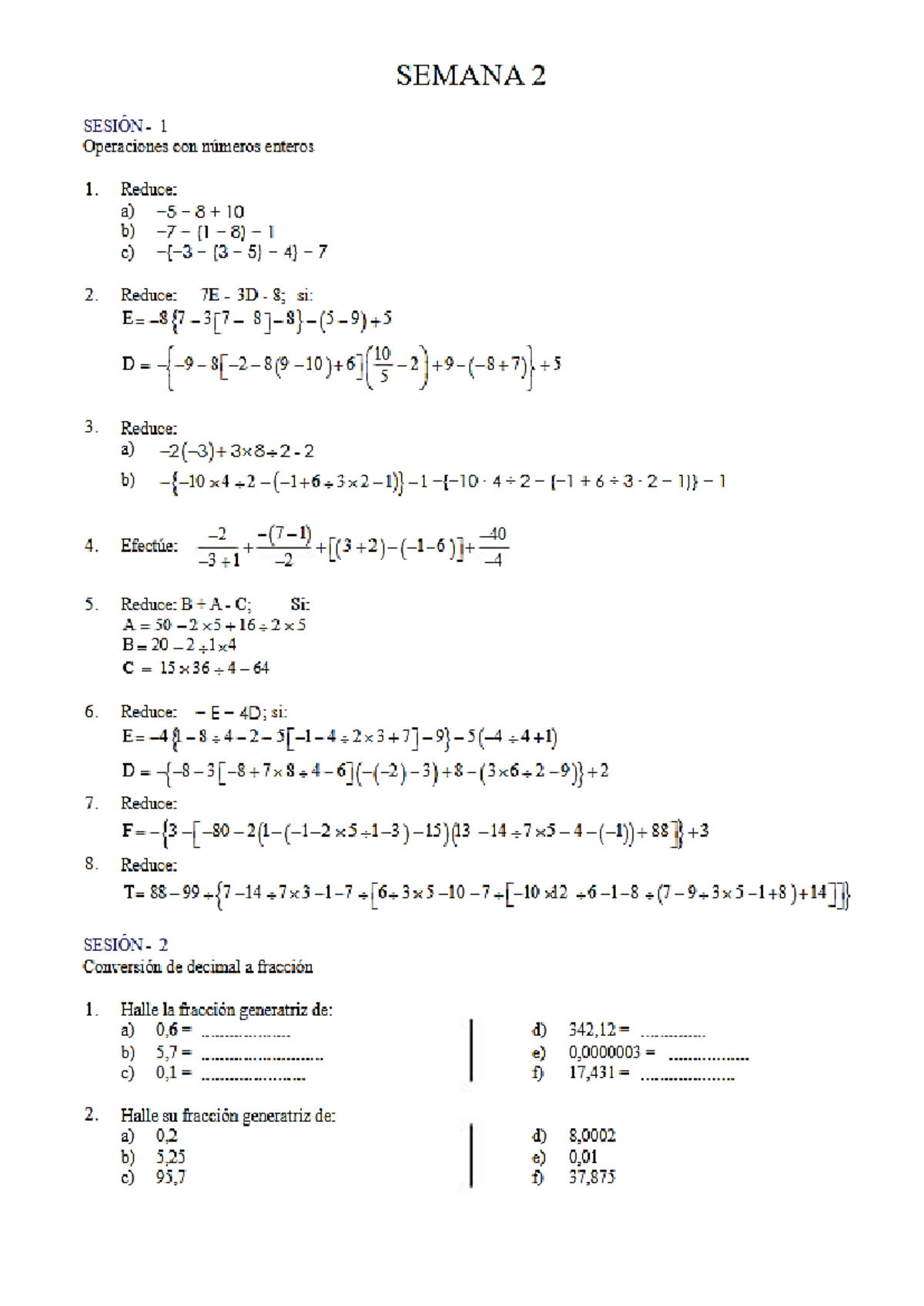 Operaciones con Numeros Enteros-1 - Matemática Básica - Studocu