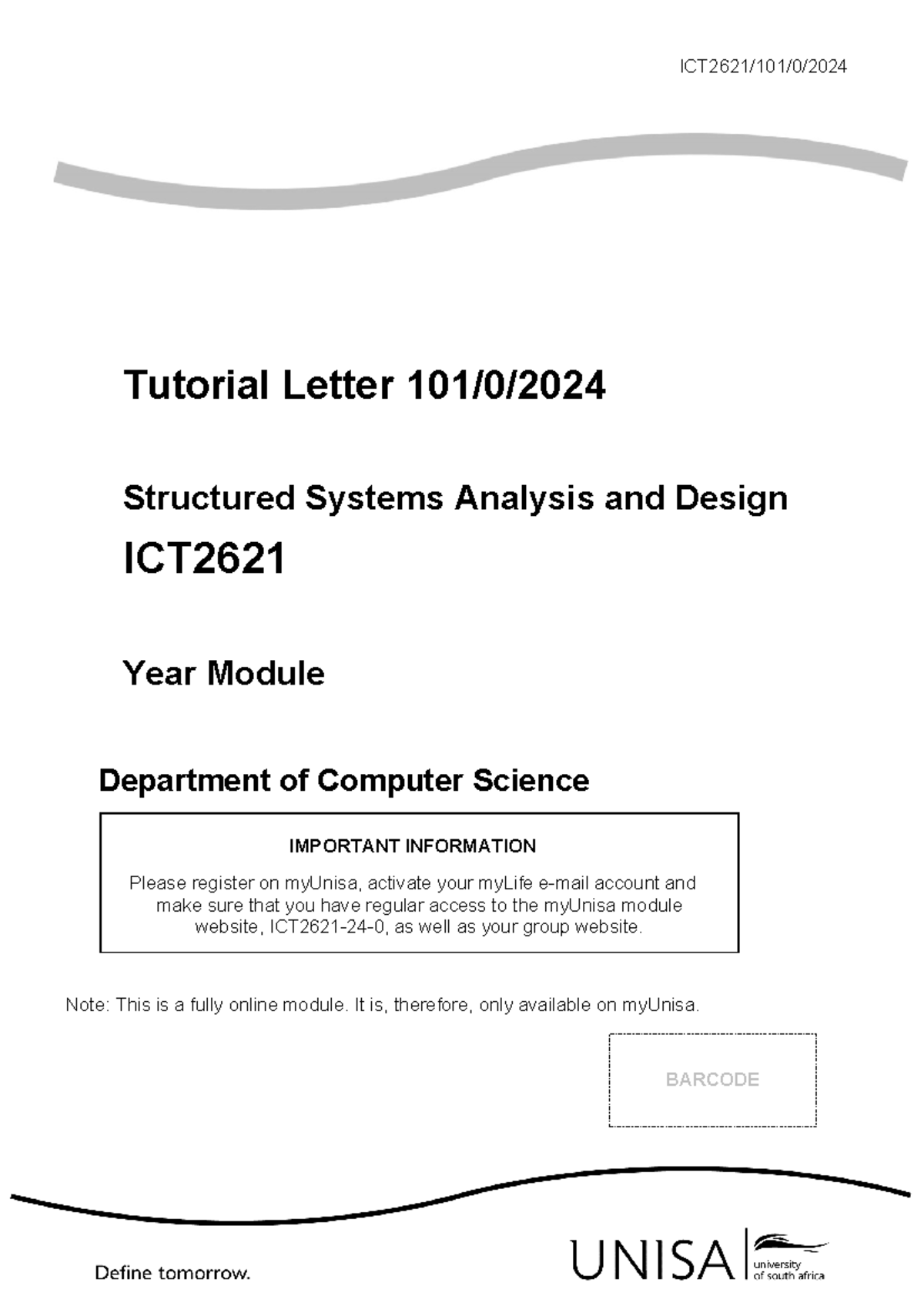 Tutorial Letter 101 - 2024 - ICT2621/101/0/ Tutorial Letter 101/ 0 ...