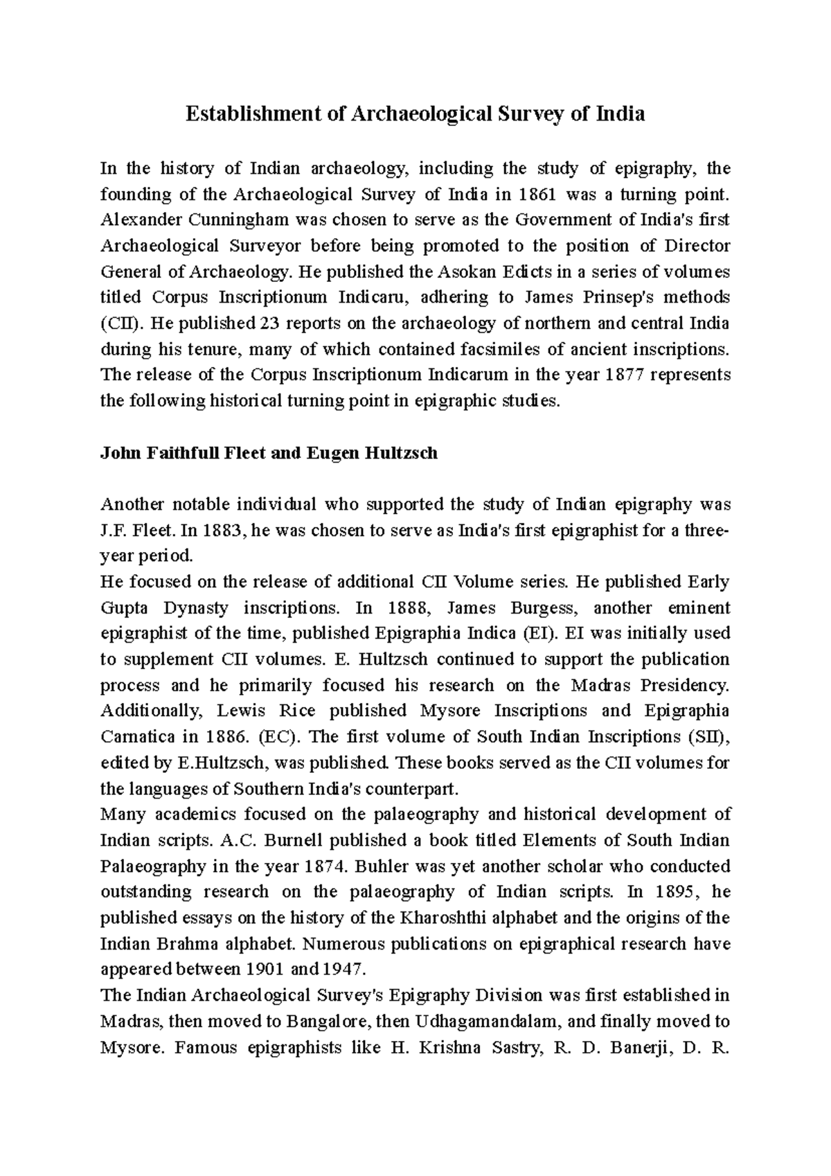 Establishment of Archaeological Survey of India - Alexander Cunningham ...