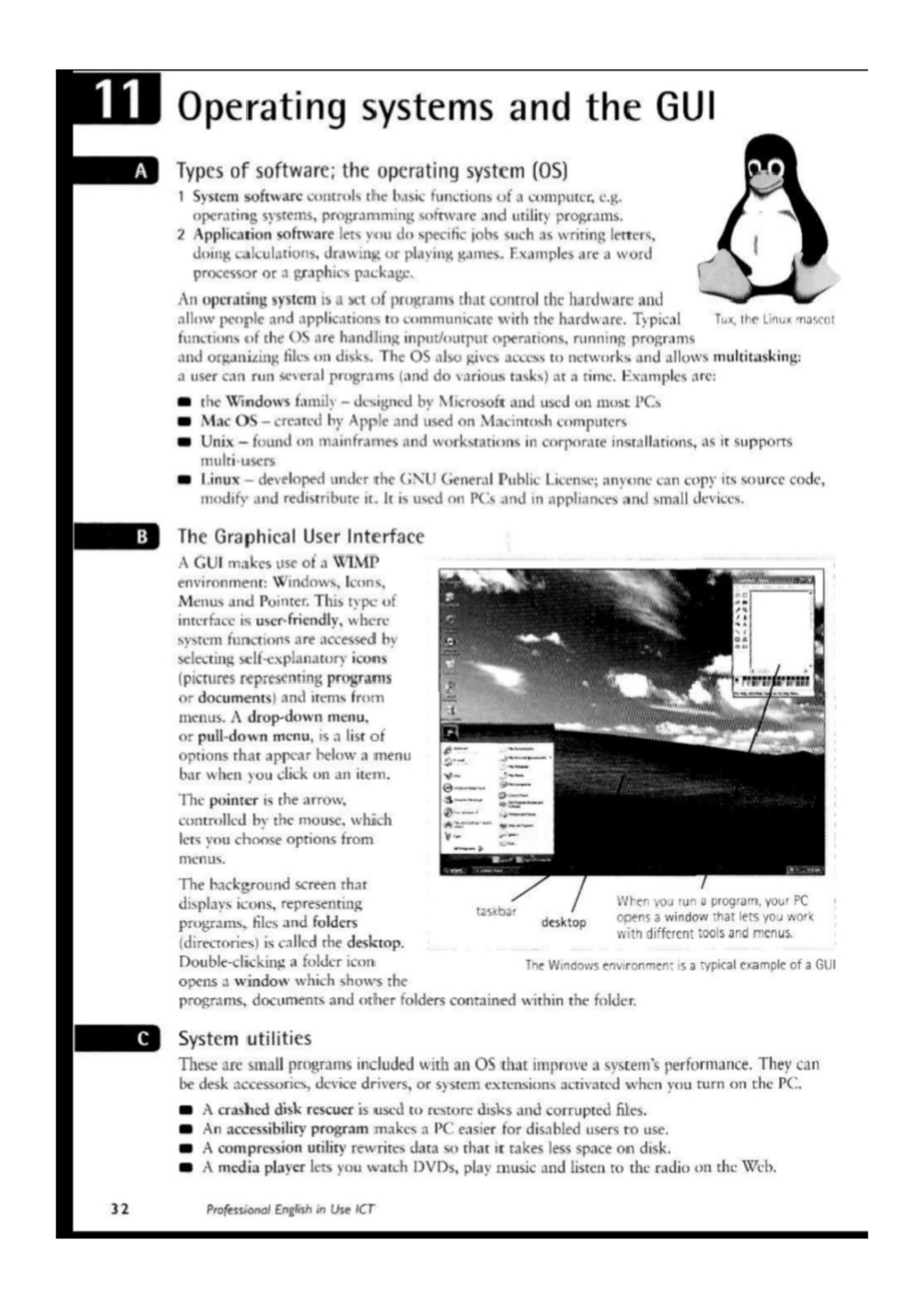 Operating system and GUI - 11 Operating systems and the GUI A Types of ...