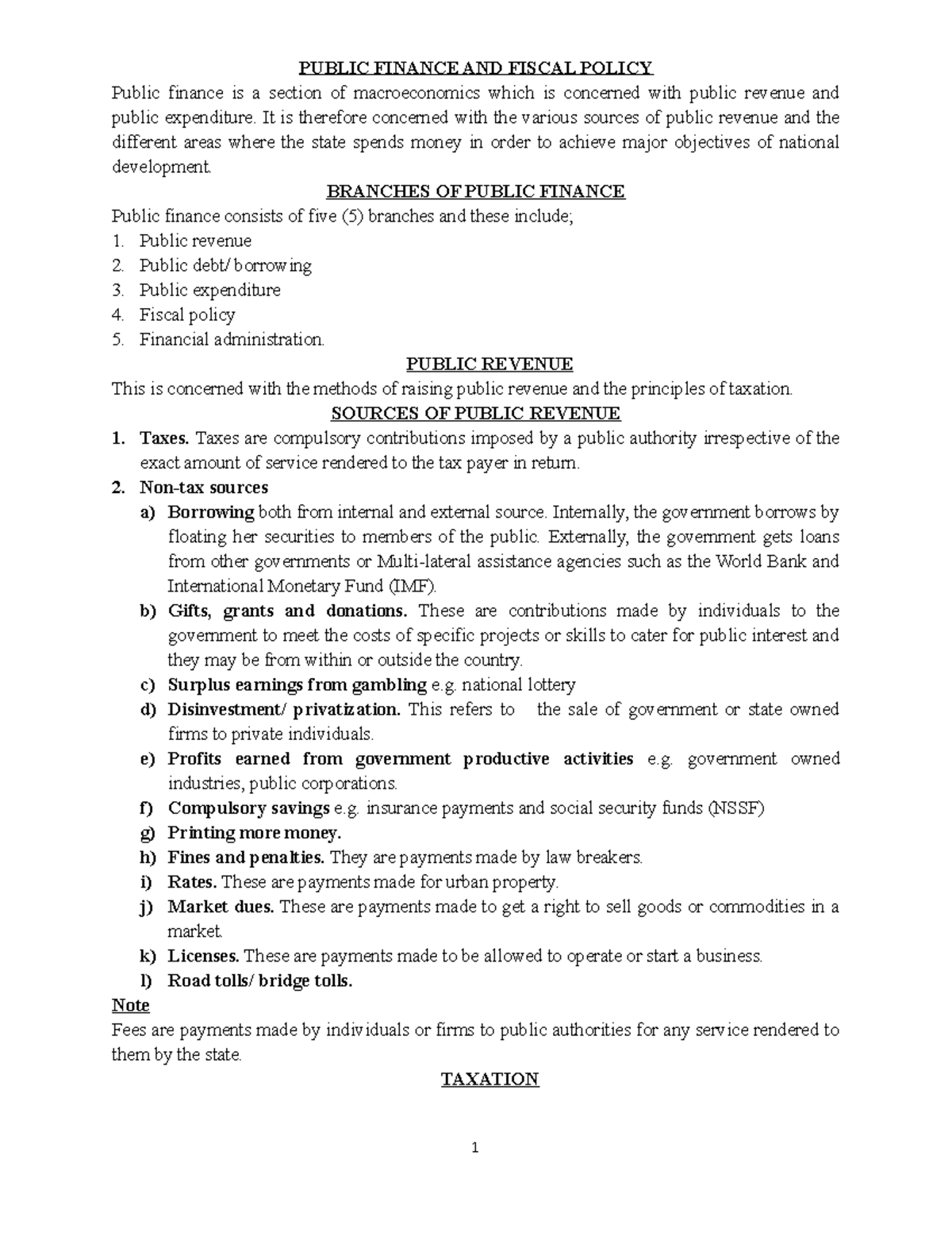 10. Public Finance and fiscal policy in an economy - PUBLIC FINANCE AND ...