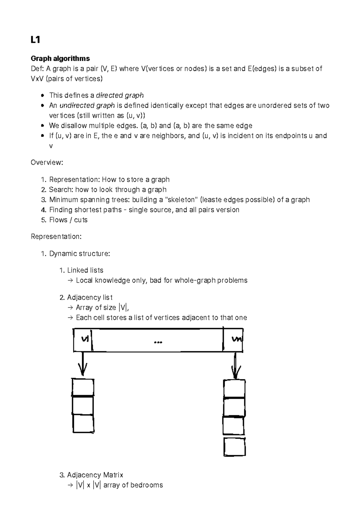 CS311-w12-notes - Lecture notes 12 - L1 Graph algorithms Def: A graph ...