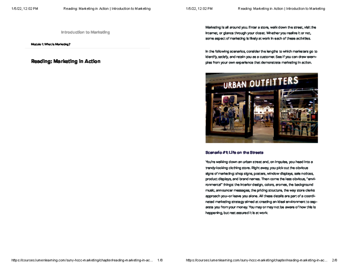 Reading Marketing in Action Introduction to Marketing - Module 1: What ...