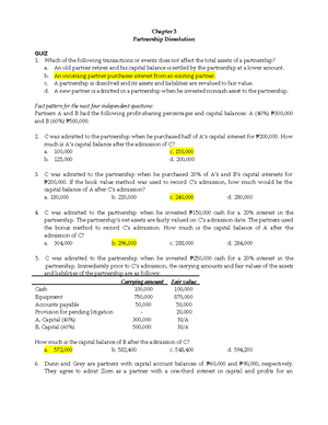 QUIZ Chapter 2 Partnership Operations AST - Chapter 2 Partnership ...