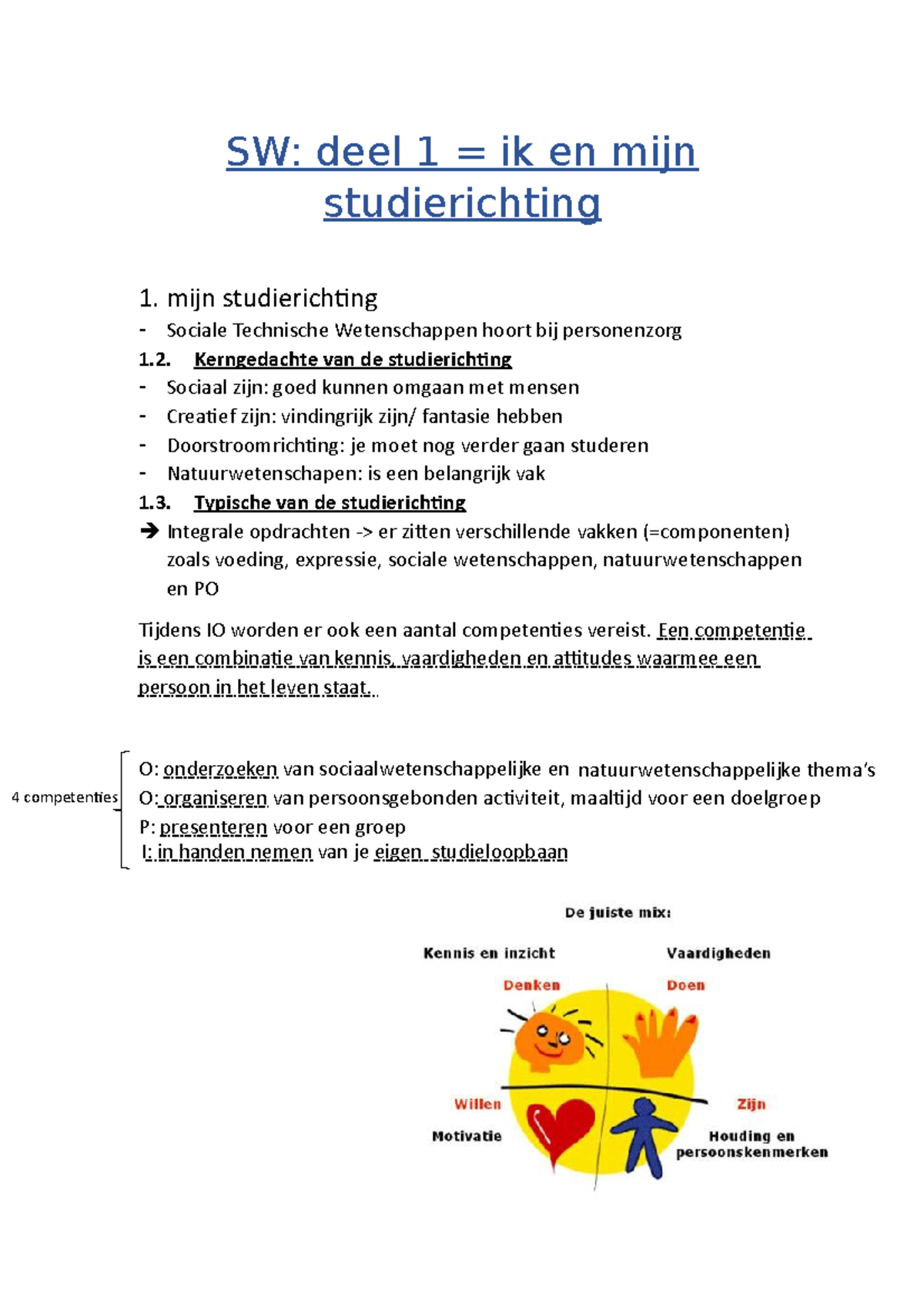 SW deel 1 ik en mijn studierichting - SW: deel 1 = ik en mijn ...