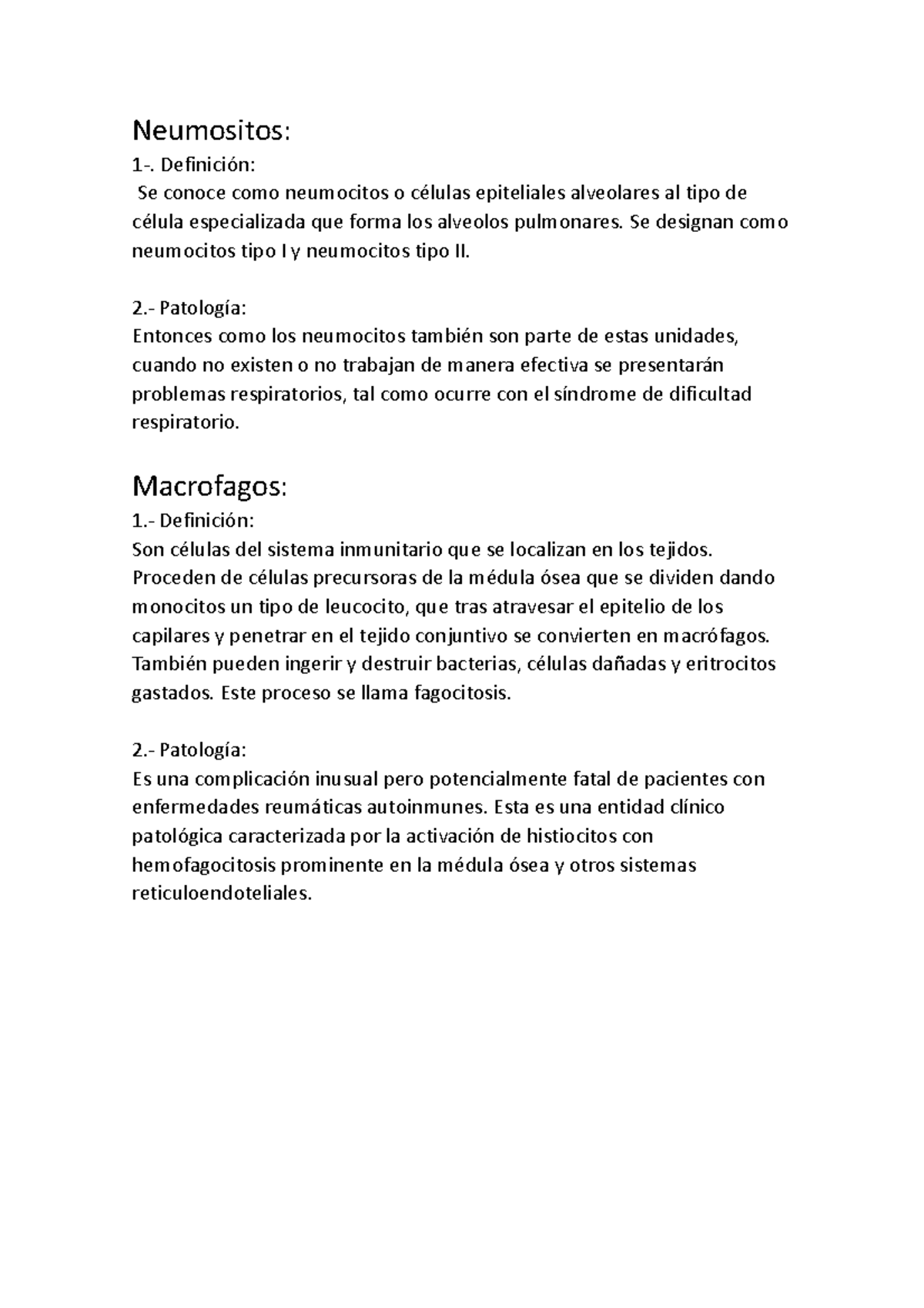 Alveolos - Neumositos: 1-. Definición: Se conoce como neumocitos o ...