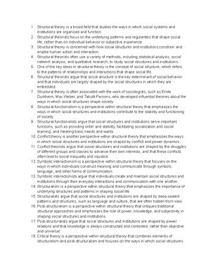 HW q a- Structural Theory - What is structural theory in sociology and ...