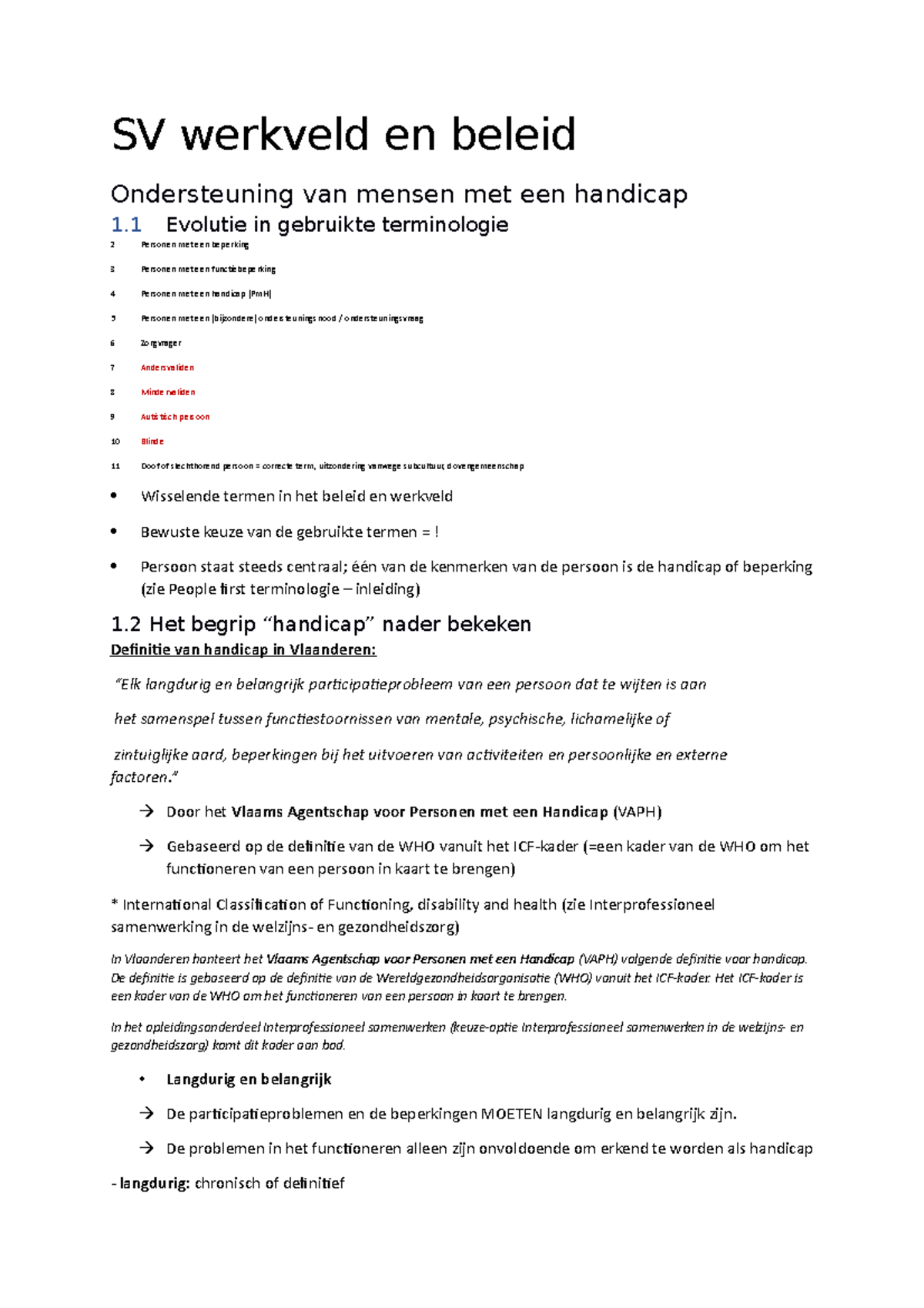 SV werkveld en beleid januari - SV werkveld en beleid Ondersteuning van ...