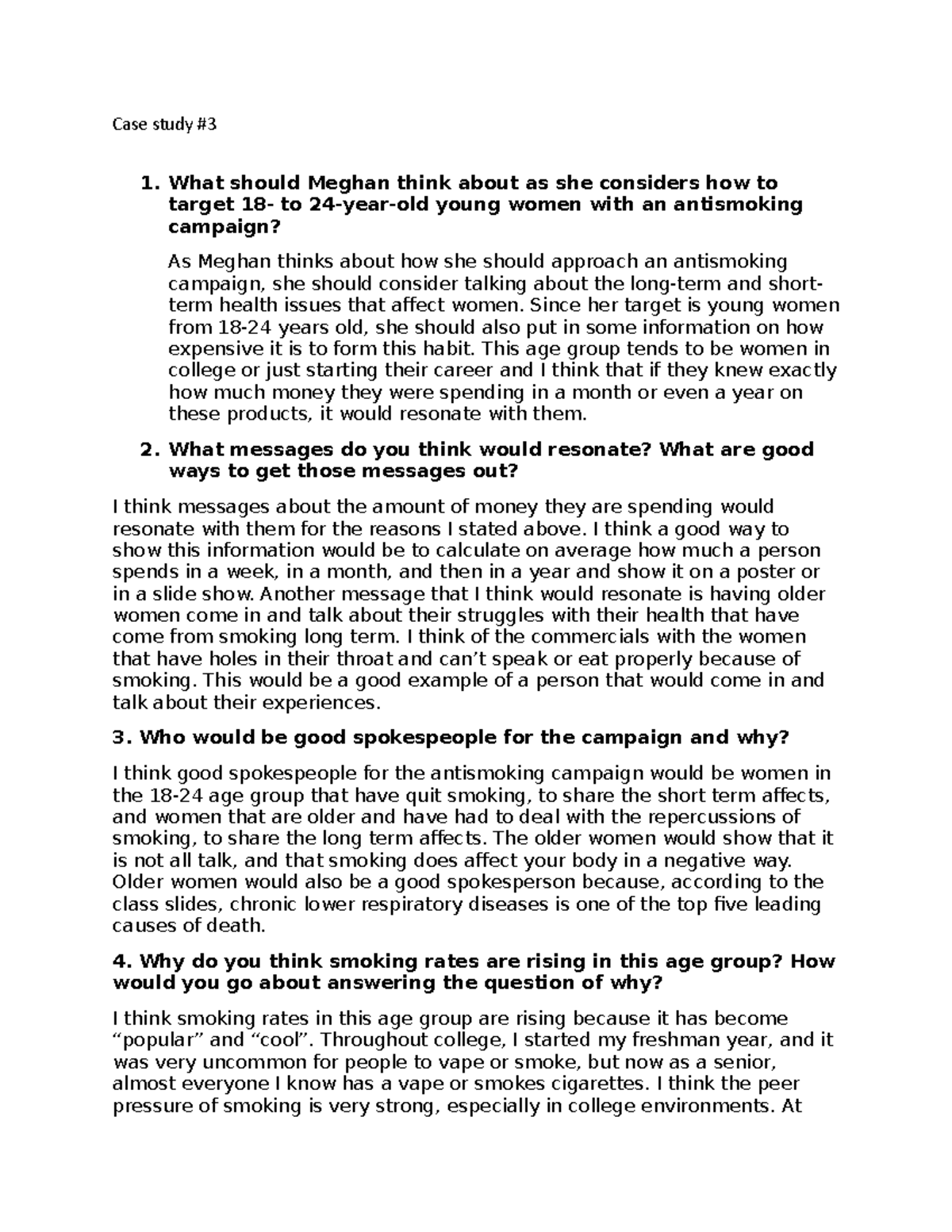 Case study #3 - Case study # What should Meghan think about as she ...