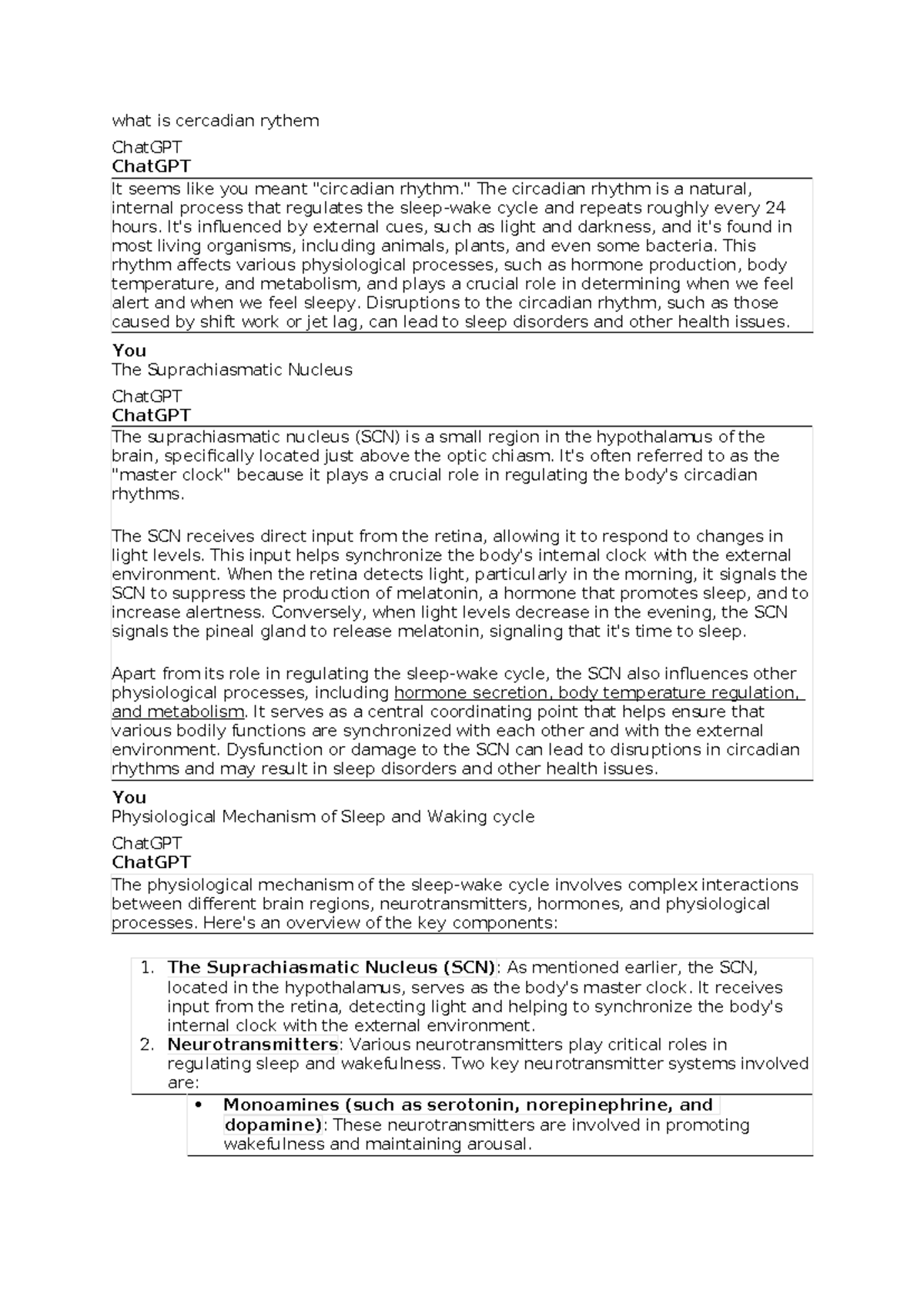Chat gpt question answers - what is cercadian rythem ChatGPT ChatGPT It ...