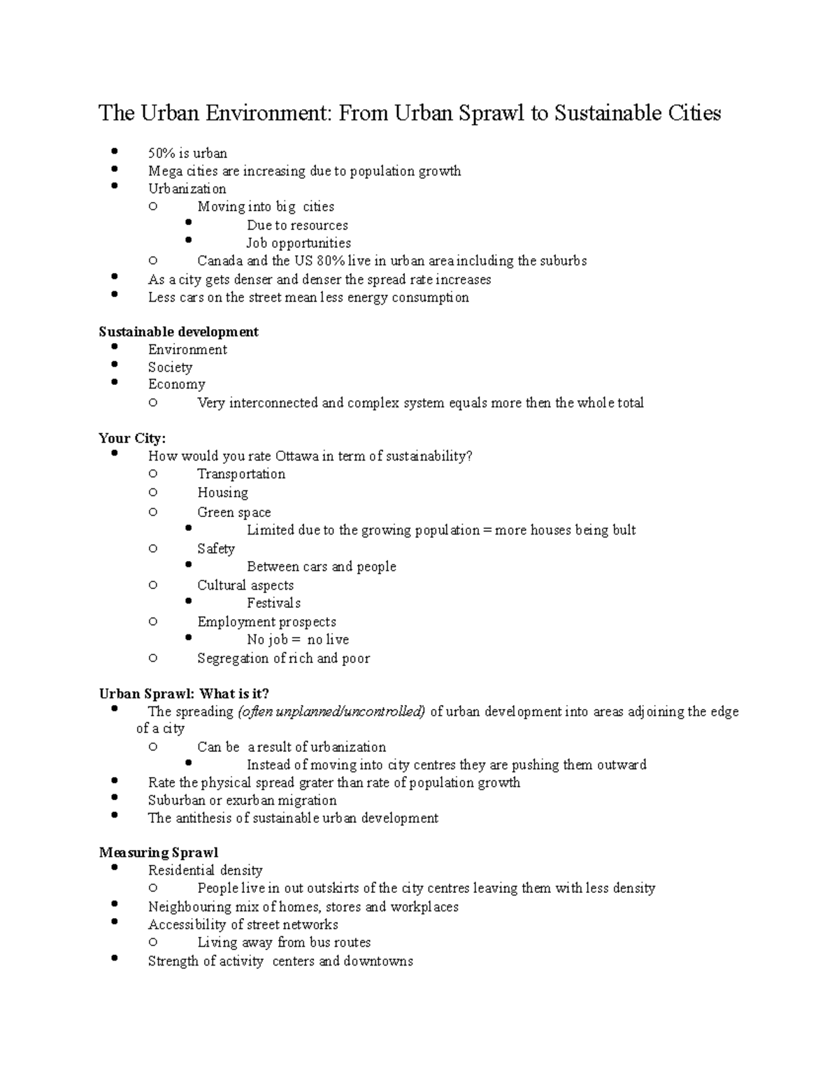 The Urban Environment - Prof: Tom Wu - The Urban Environment: From ...