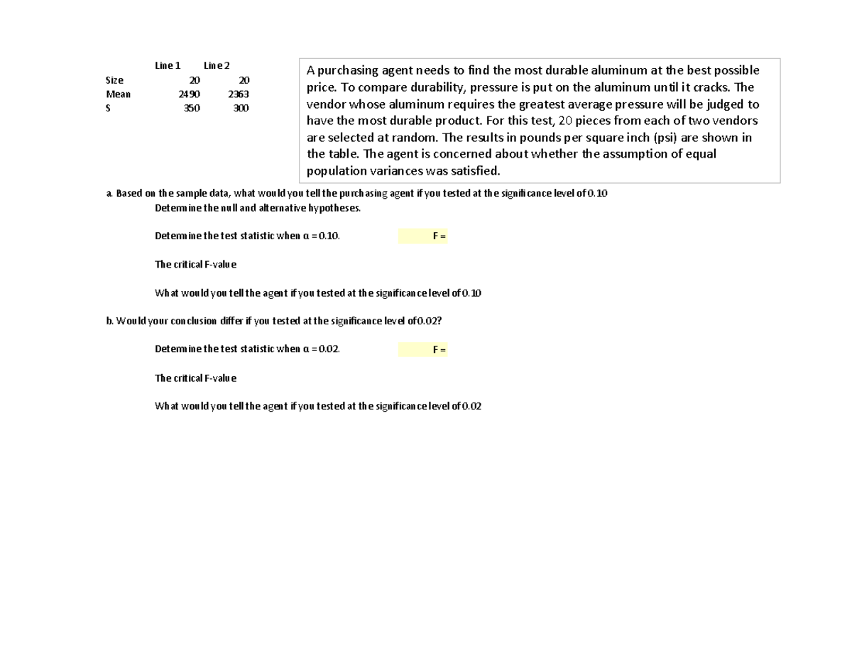 Week 6 - Question 13 Example - STAT1014 - George Brown College - Studocu