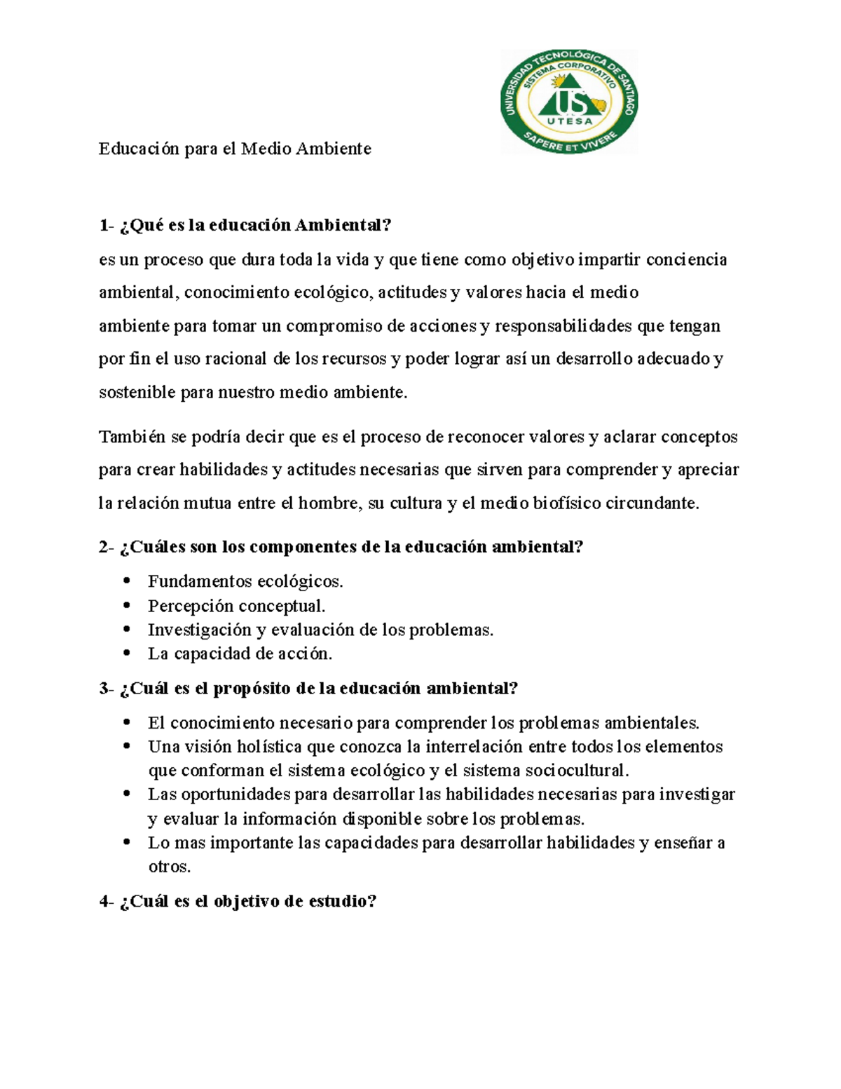 Semada dos Educacion ambiental - Educación para el Medio Ambiente 1 ...