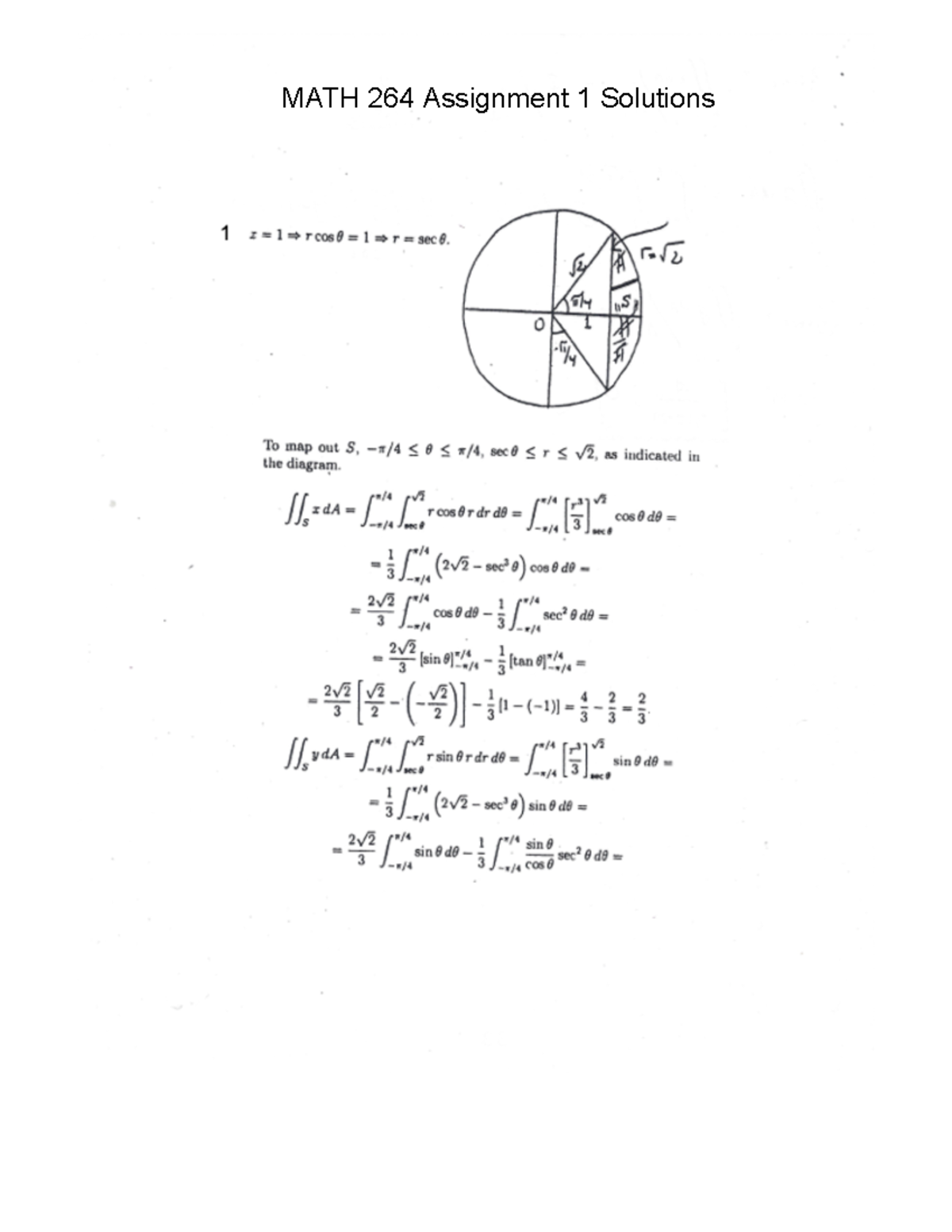 Assignment 1 solutions - Math 264 - MATH 264 Assignment 1 Solutions - Studocu