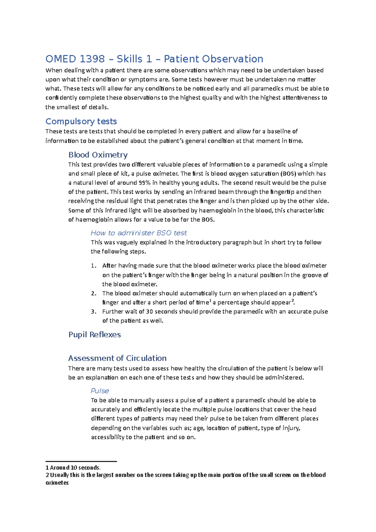 OMED 1398 - Skills 1 - Patient Observation - OMED 1398 – Skills 1 ...