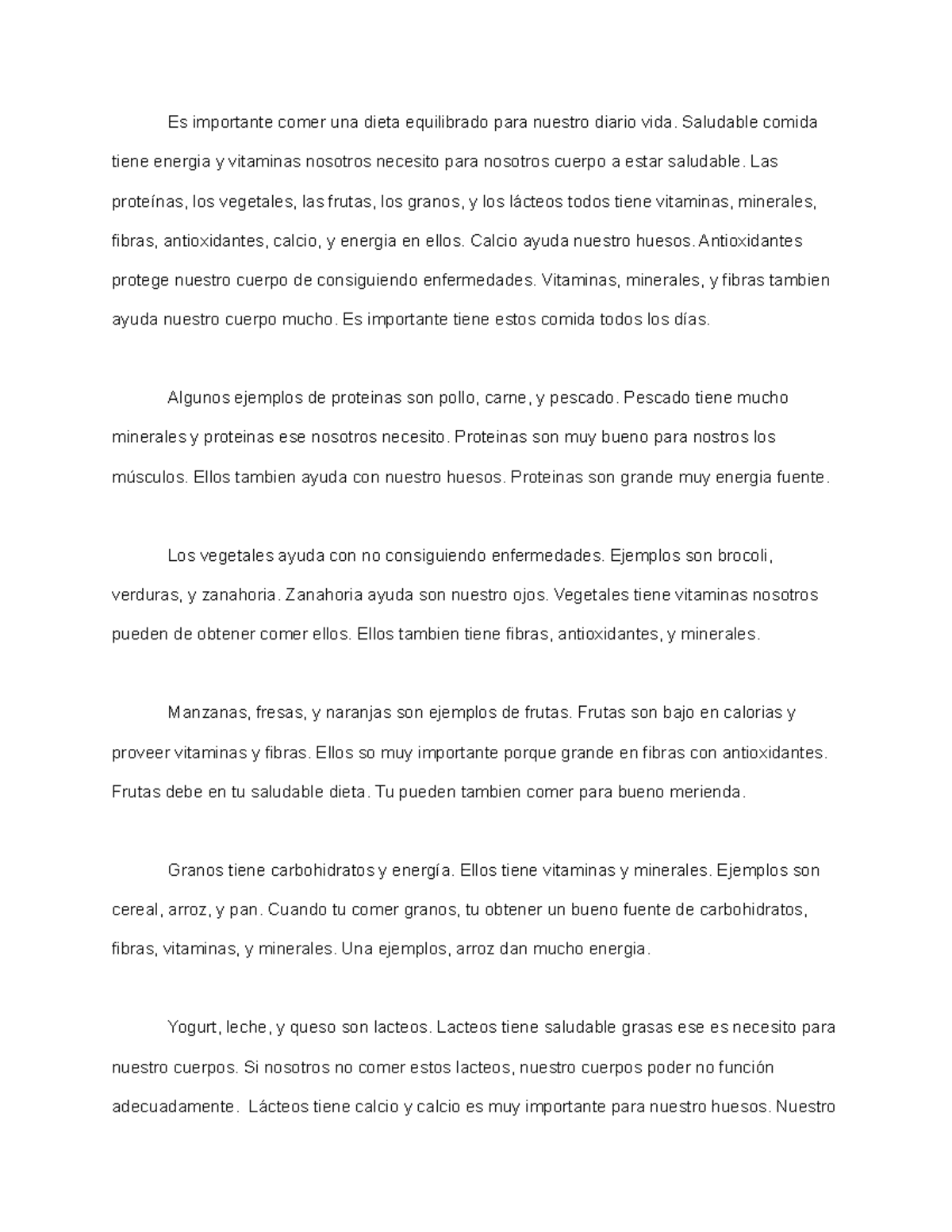 Spanish Writing Paragraphs Assignment - Maryah Moore - Es importante ...