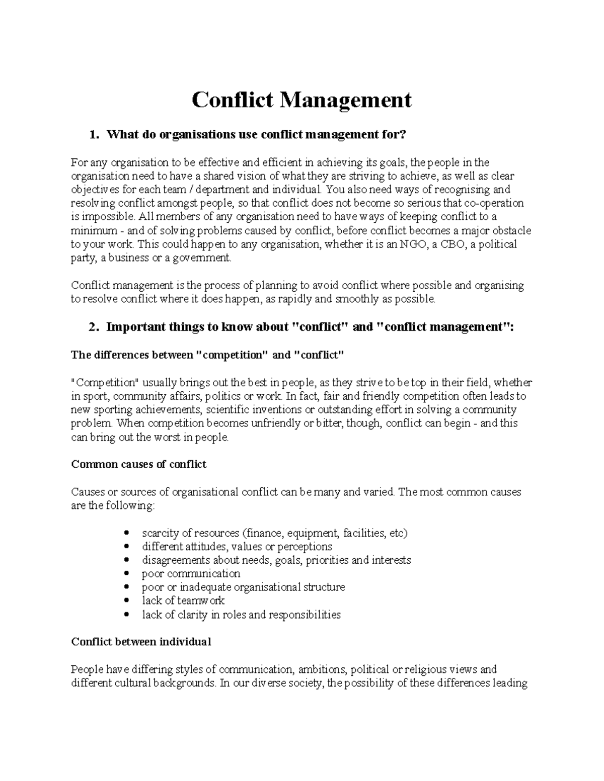 Conflict Management - What do organisations use conflict management for ...