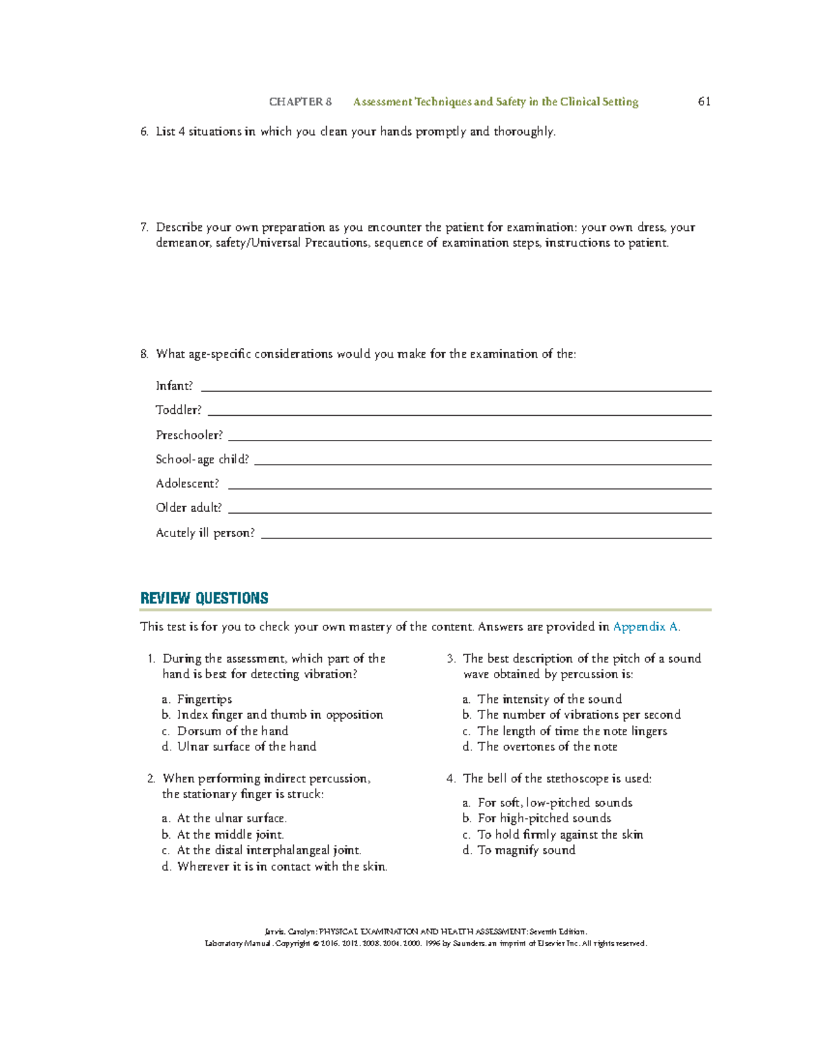 Chap 8 Question 8 - Study guide - CHAPTER 8 Assessment Techniques and ...