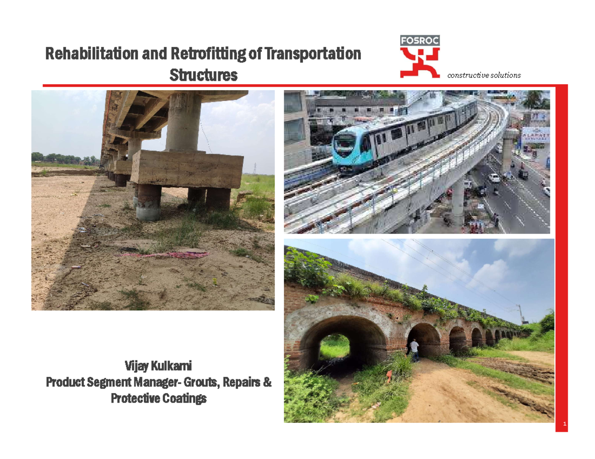 Bridge Repairs PPT - constructive solutions . Vijay Kulkarni Product Segment Manager- Grouts ...