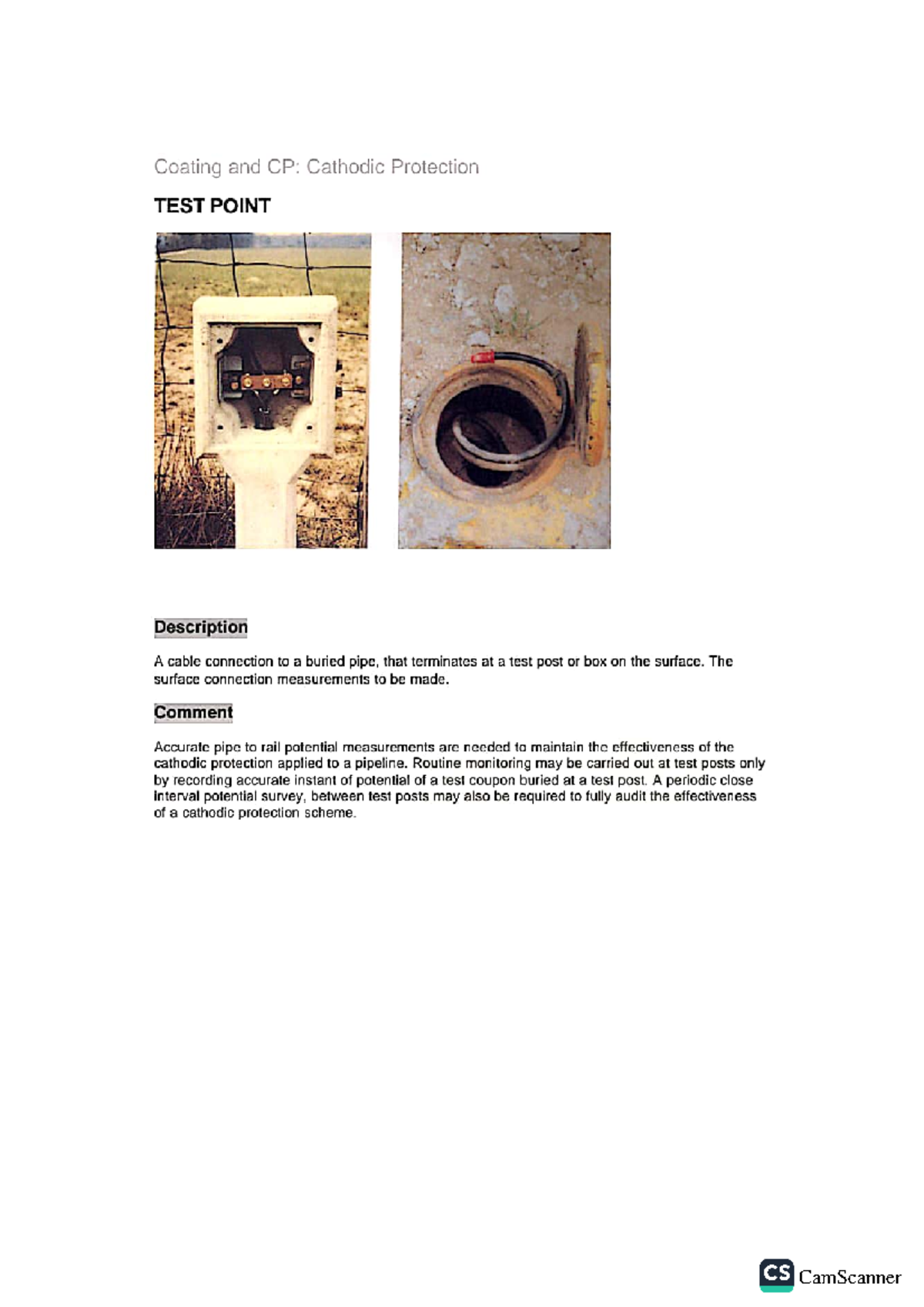 Piping 9 - A cable connection to a buried pipe, that terminates at a ...