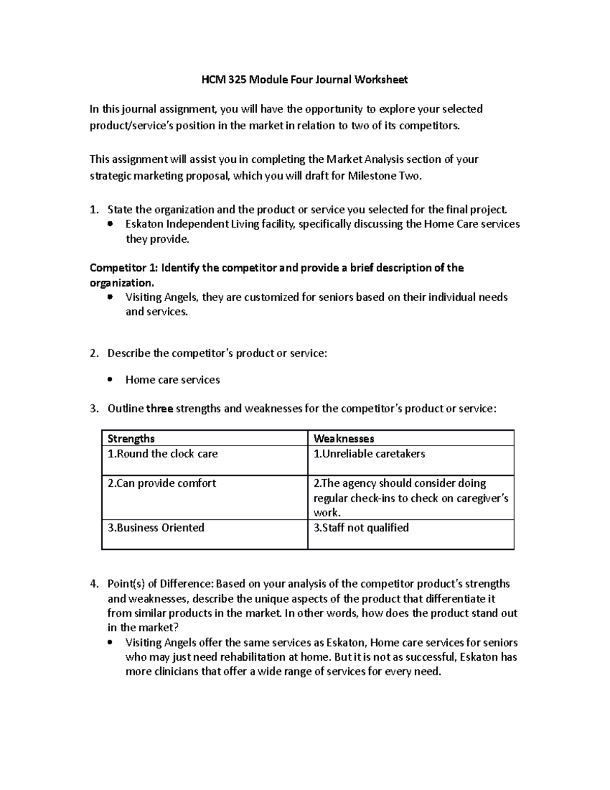 HCM 325 Module Four Journal Worksheet - This assignment will assist you ...