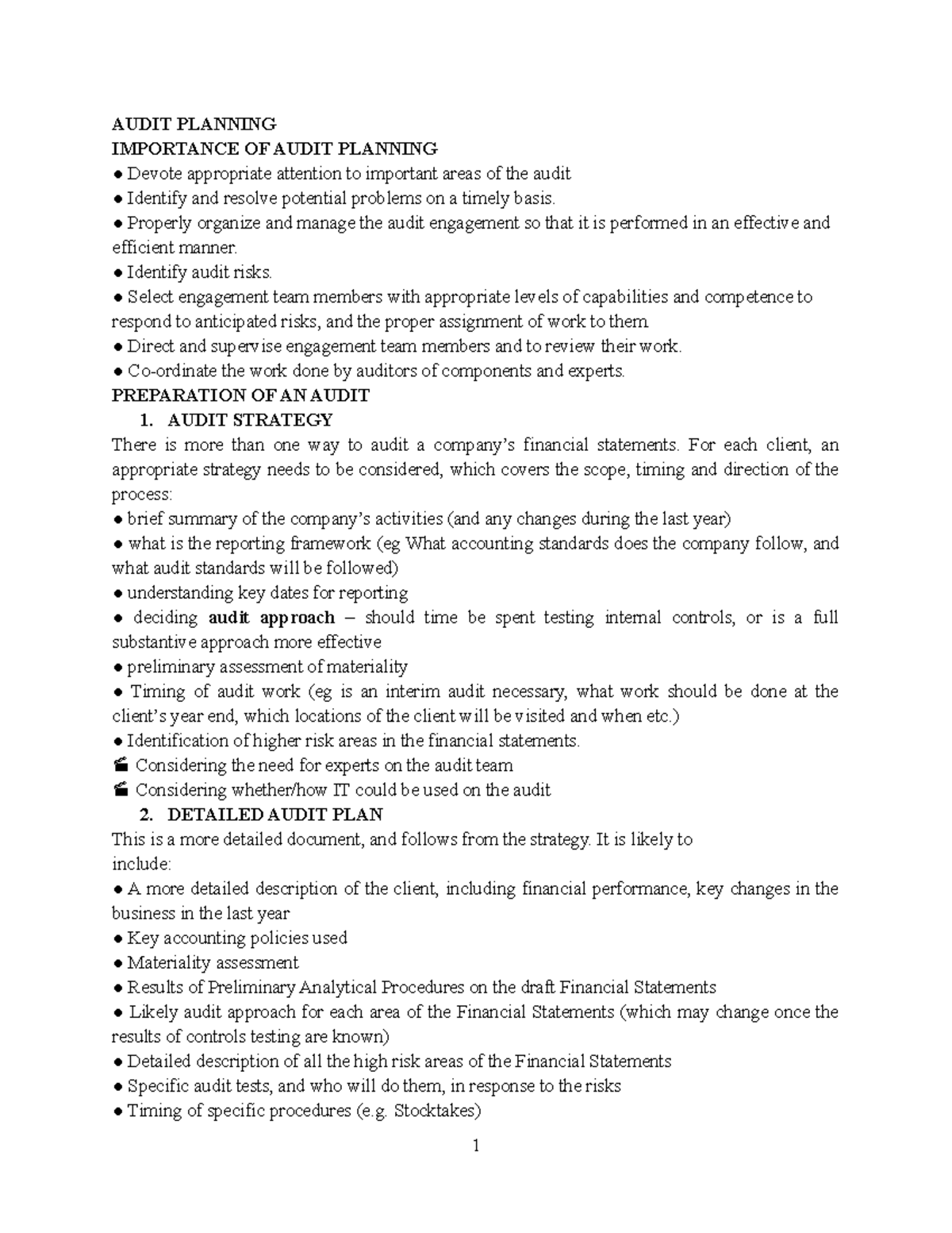 Audit Planning - AUDIT PLANNING IMPORTANCE OF AUDIT PLANNING Devote ...